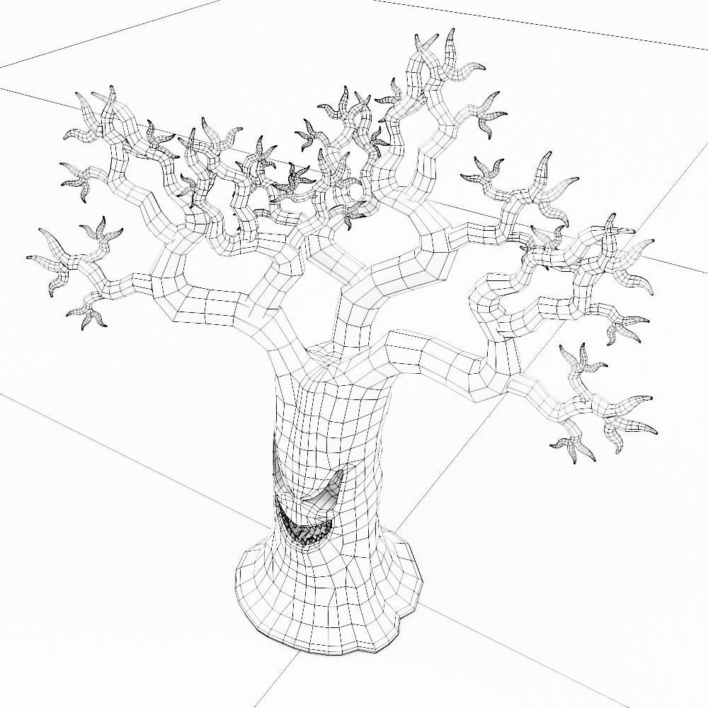 Spooky tree with glowing mouth low poly 3d model 4 3D model | CGTrader