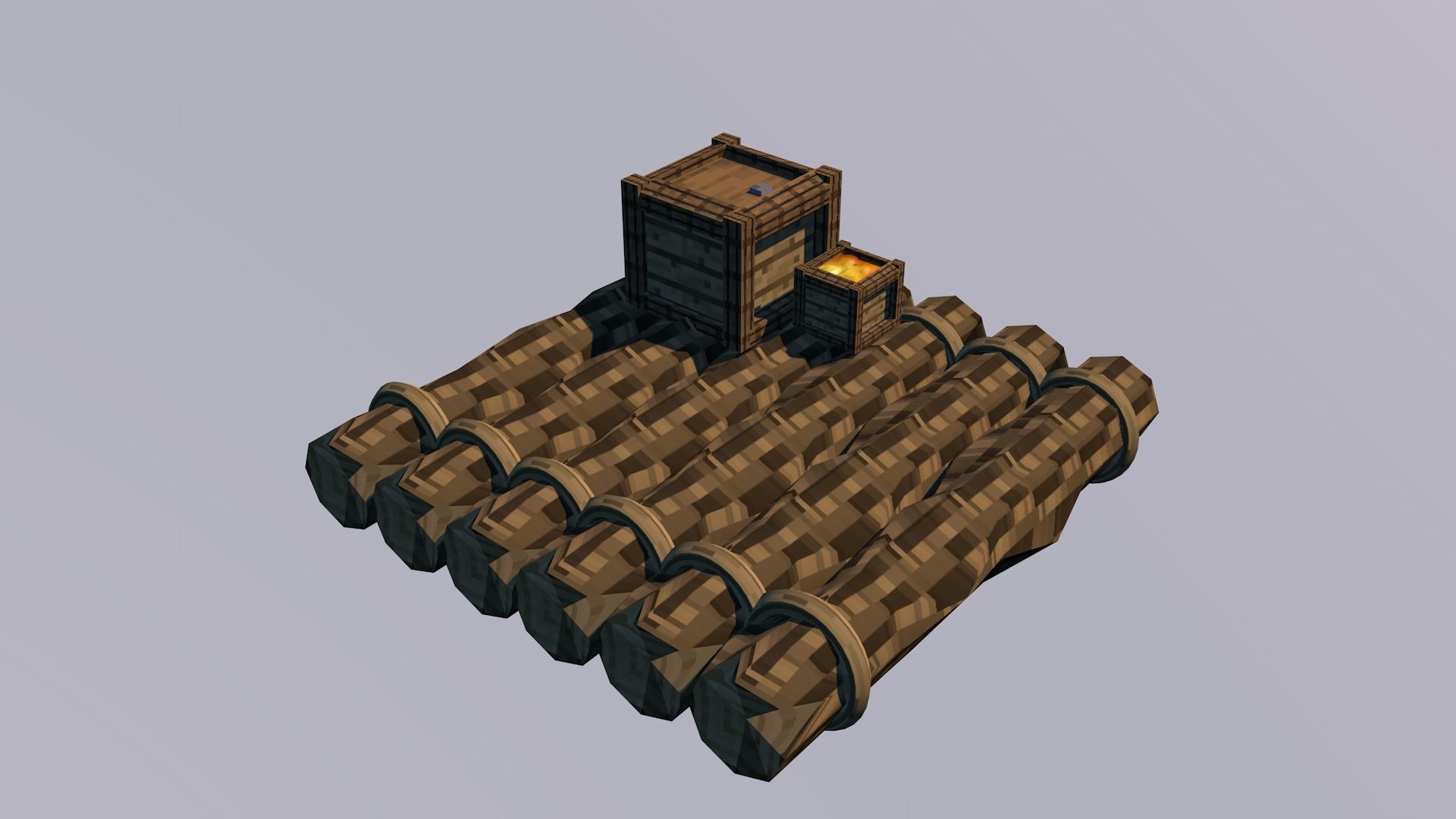 Low Poly Raft - Minecraft Style FBX free VR / AR / low-poly 3D model ...