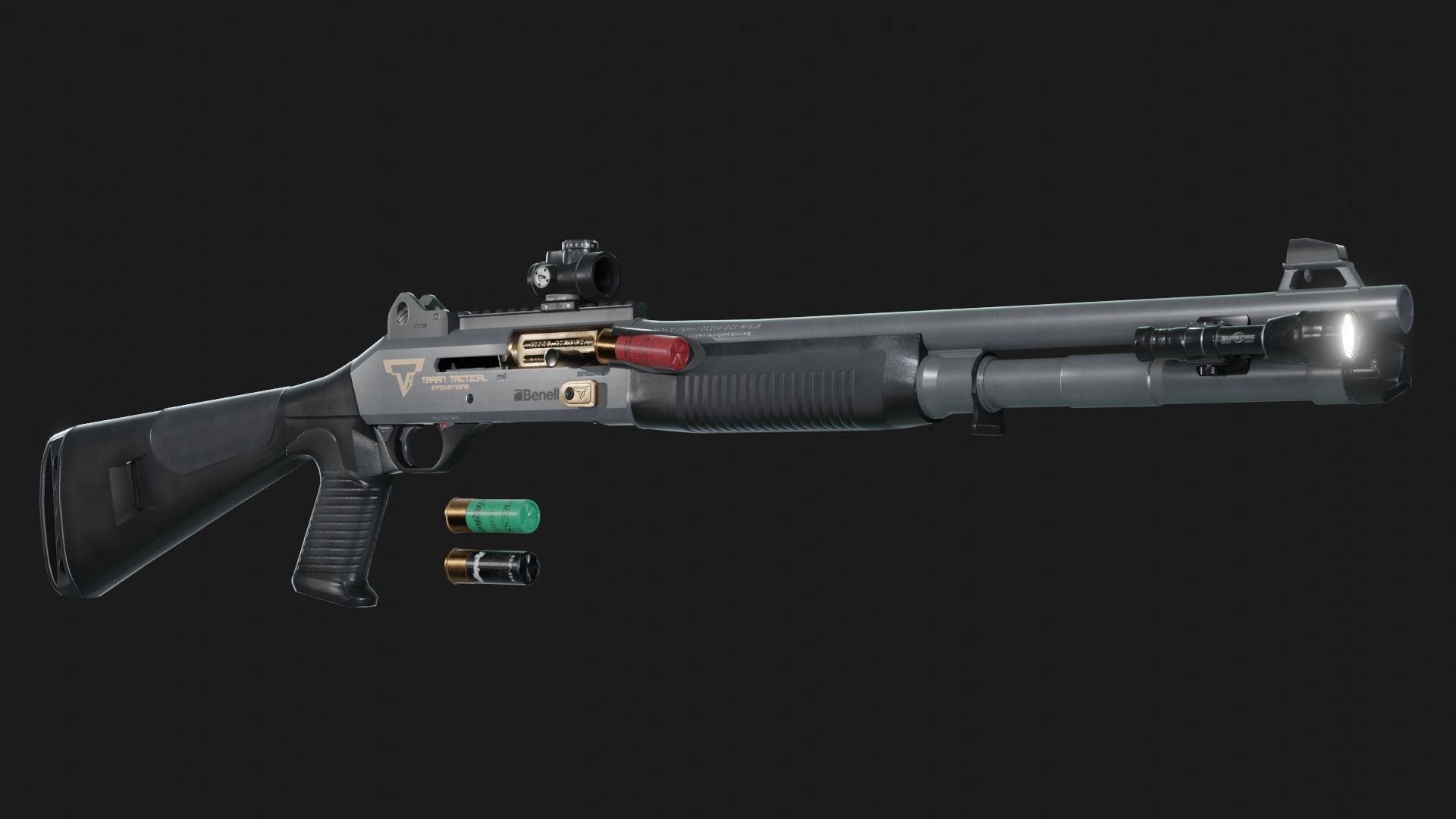 3D model TTI Benelli M4 Super 90 with Attachments - Game Asset VR / AR ...