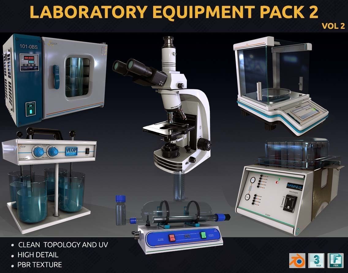 3D model laboratory equipment pack 2 VR / AR / low-poly | CGTrader