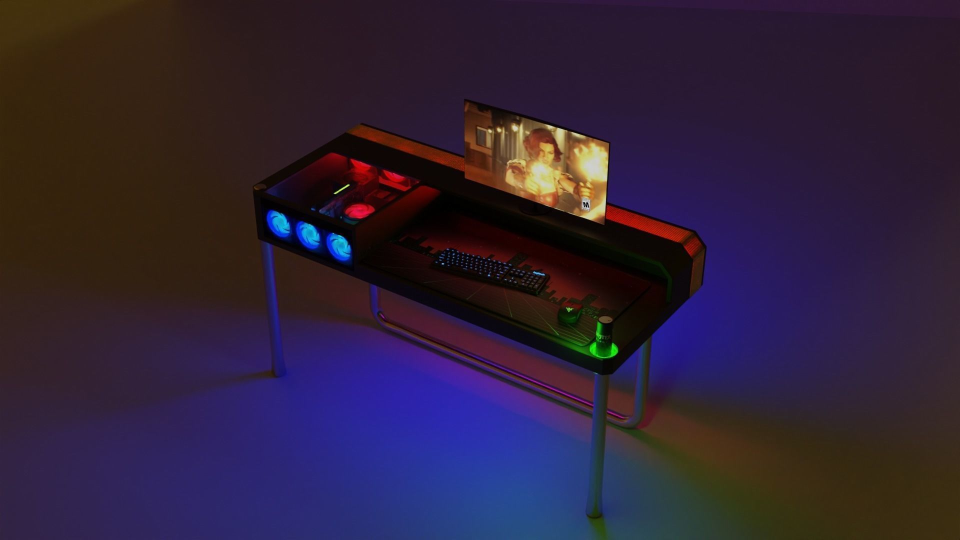 Gaming Desk free 3D model animated | CGTrader