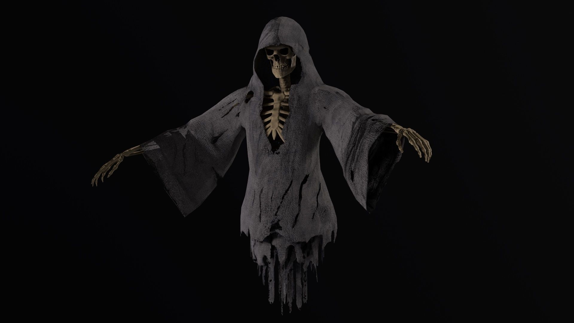 3D model Ghost skeleton in hooded robe VR / AR / low-poly | CGTrader