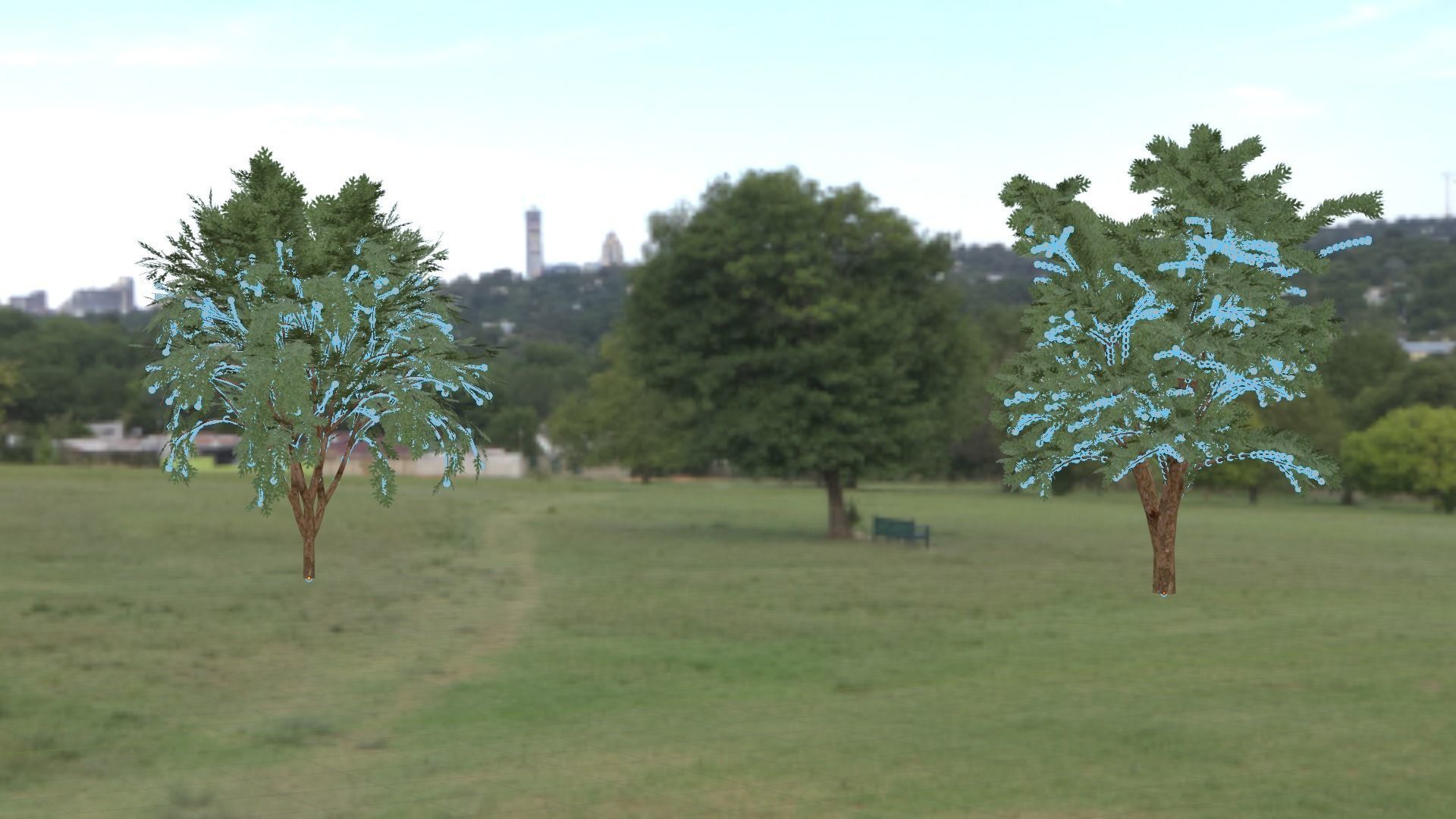 Realistic tree two trees free VR / AR / low-poly 3D model animated ...