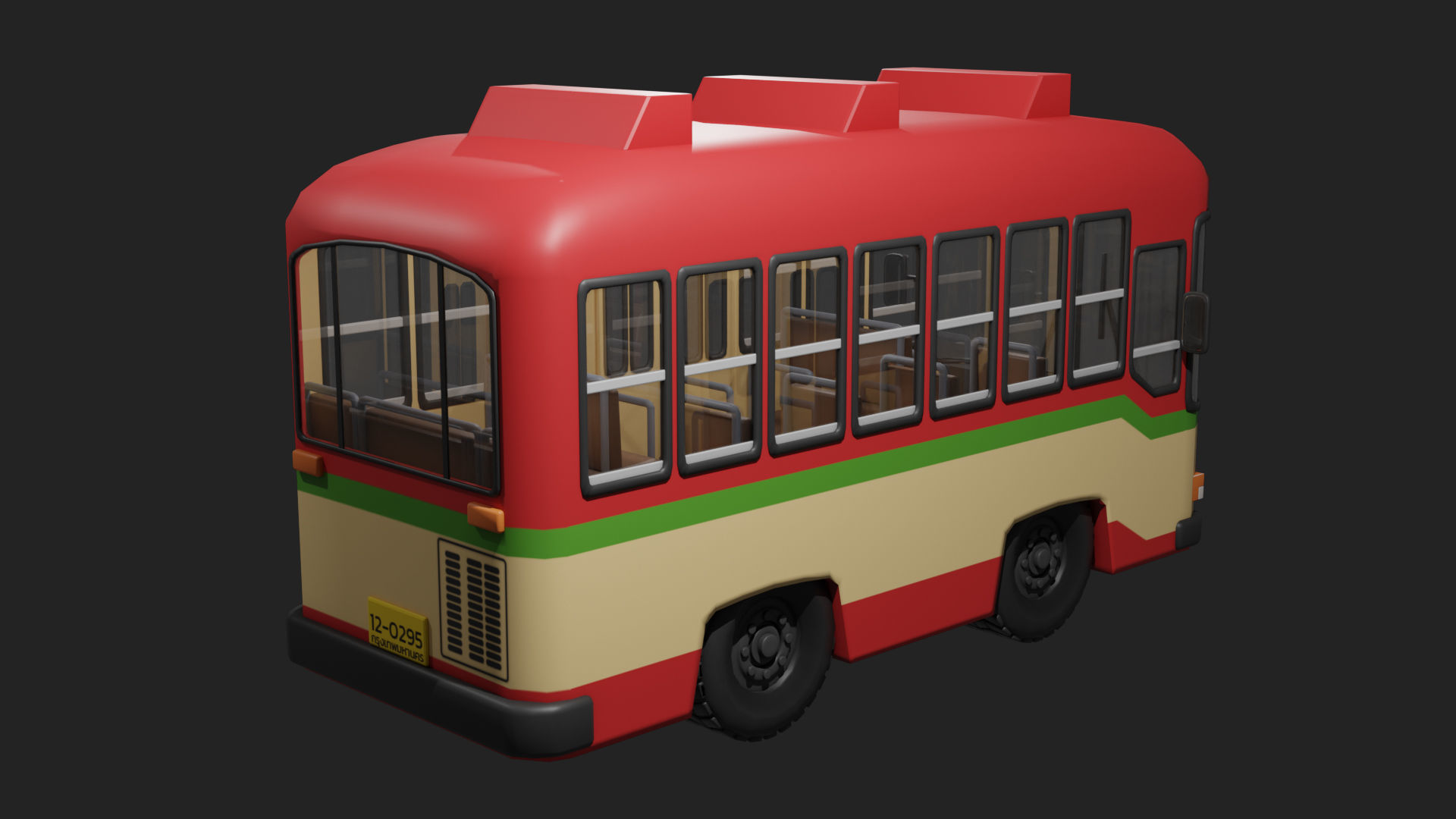 Red Thai bus cartoon 3D model | CGTrader