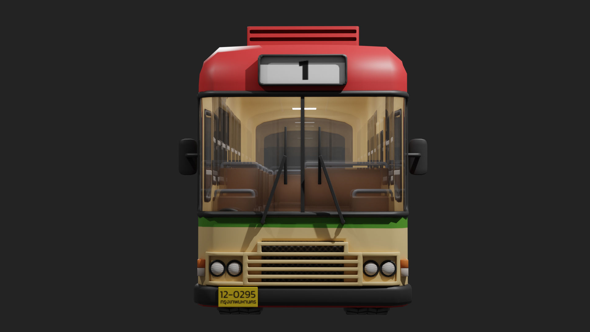 Red Thai bus cartoon 3D model | CGTrader