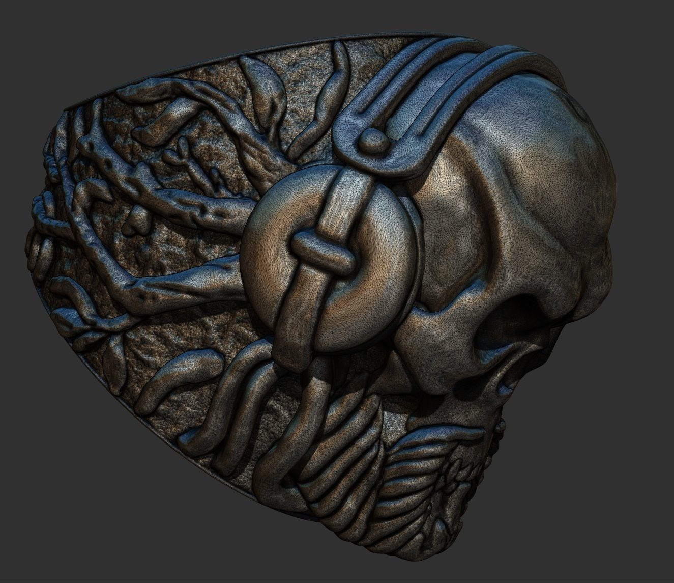 Biker ring skull of primitive man 3D model 3D printable | CGTrader