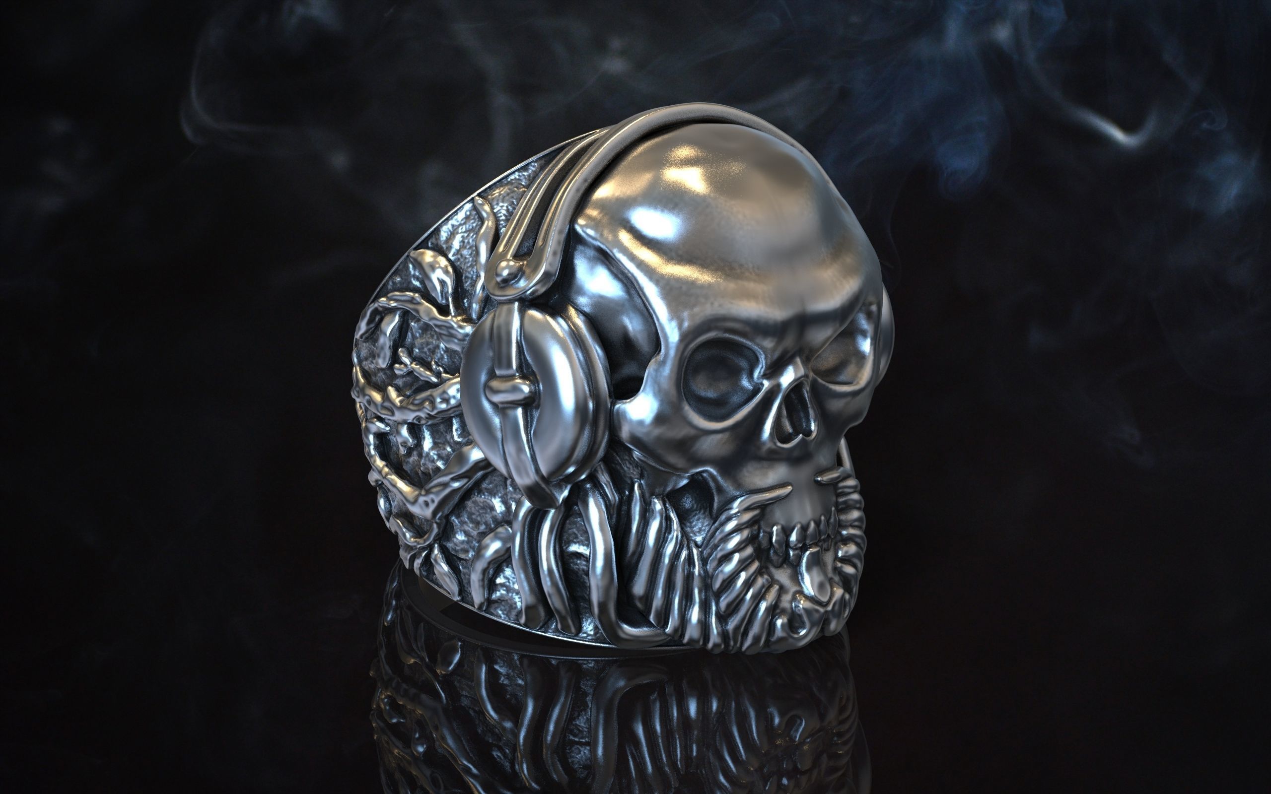 Biker ring skull of primitive man 3D model 3D printable | CGTrader