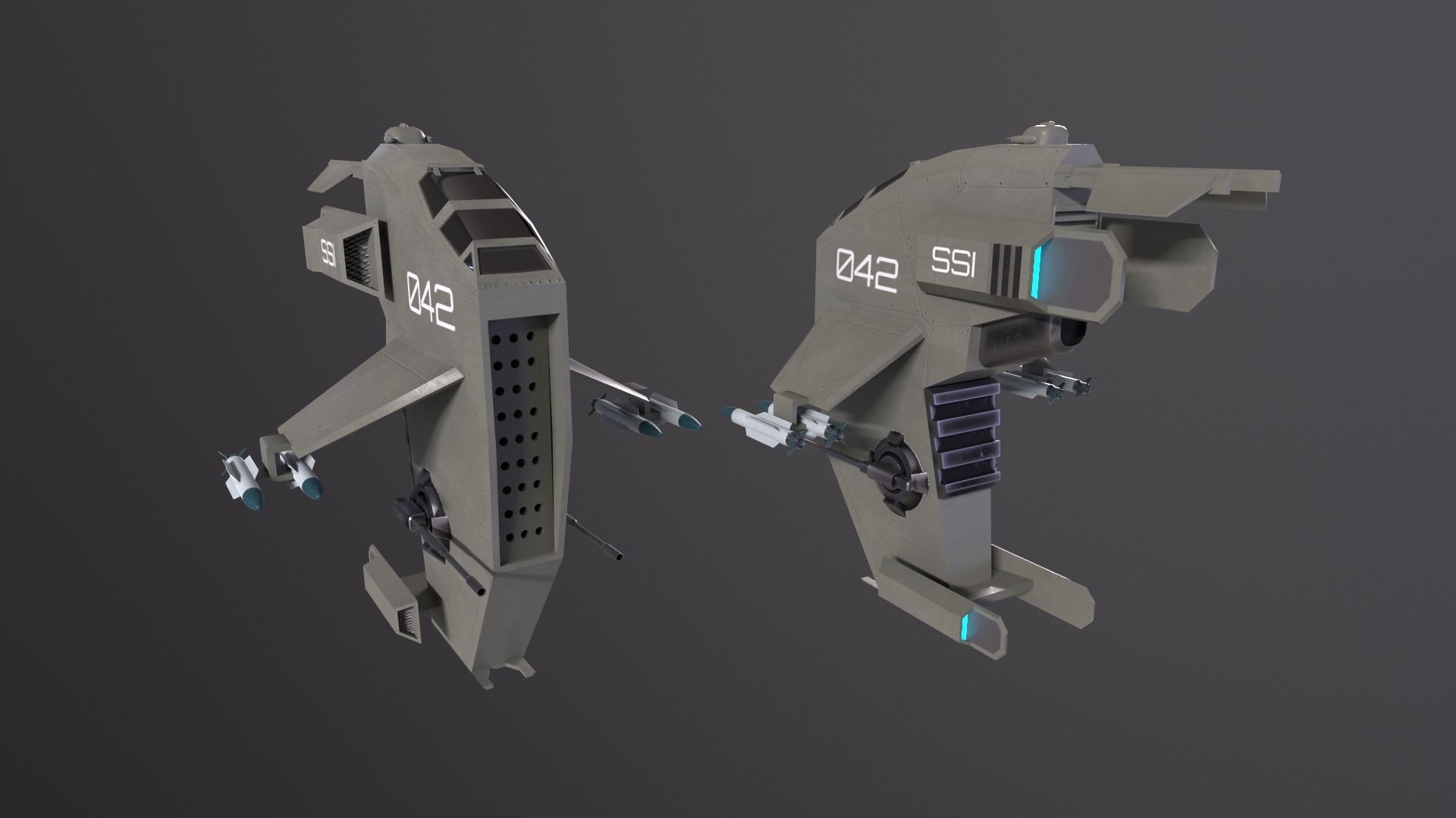 3D model starship fighter lowpoly model SCI fi VR / AR / low-poly ...