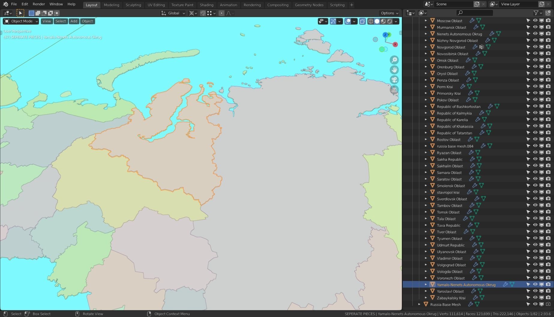 3D model RUSSIA POLITICAL MAP LAYOUT VR / AR / low-poly | CGTrader