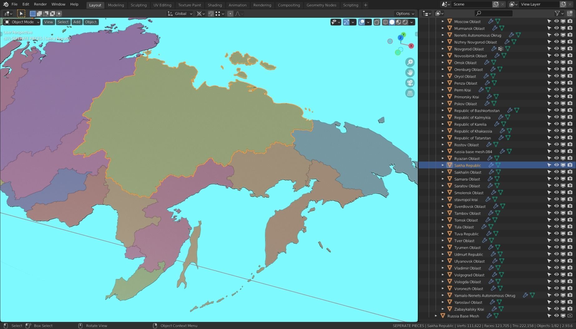 3D model RUSSIA POLITICAL MAP LAYOUT VR / AR / low-poly | CGTrader