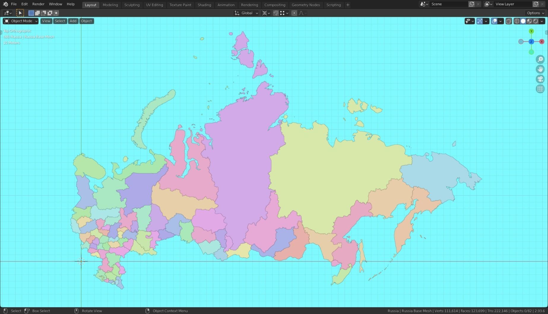 3D model RUSSIA POLITICAL MAP LAYOUT VR / AR / low-poly | CGTrader