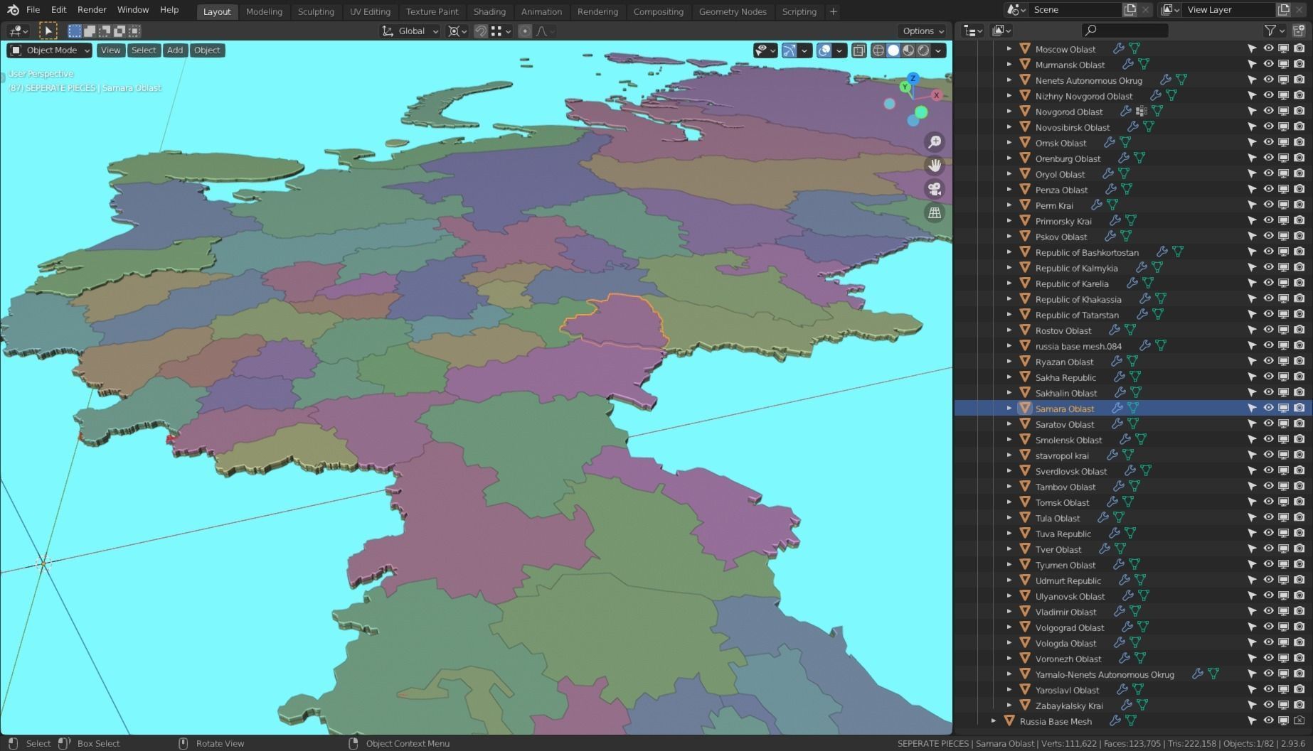 3D model RUSSIA POLITICAL MAP LAYOUT VR / AR / low-poly | CGTrader