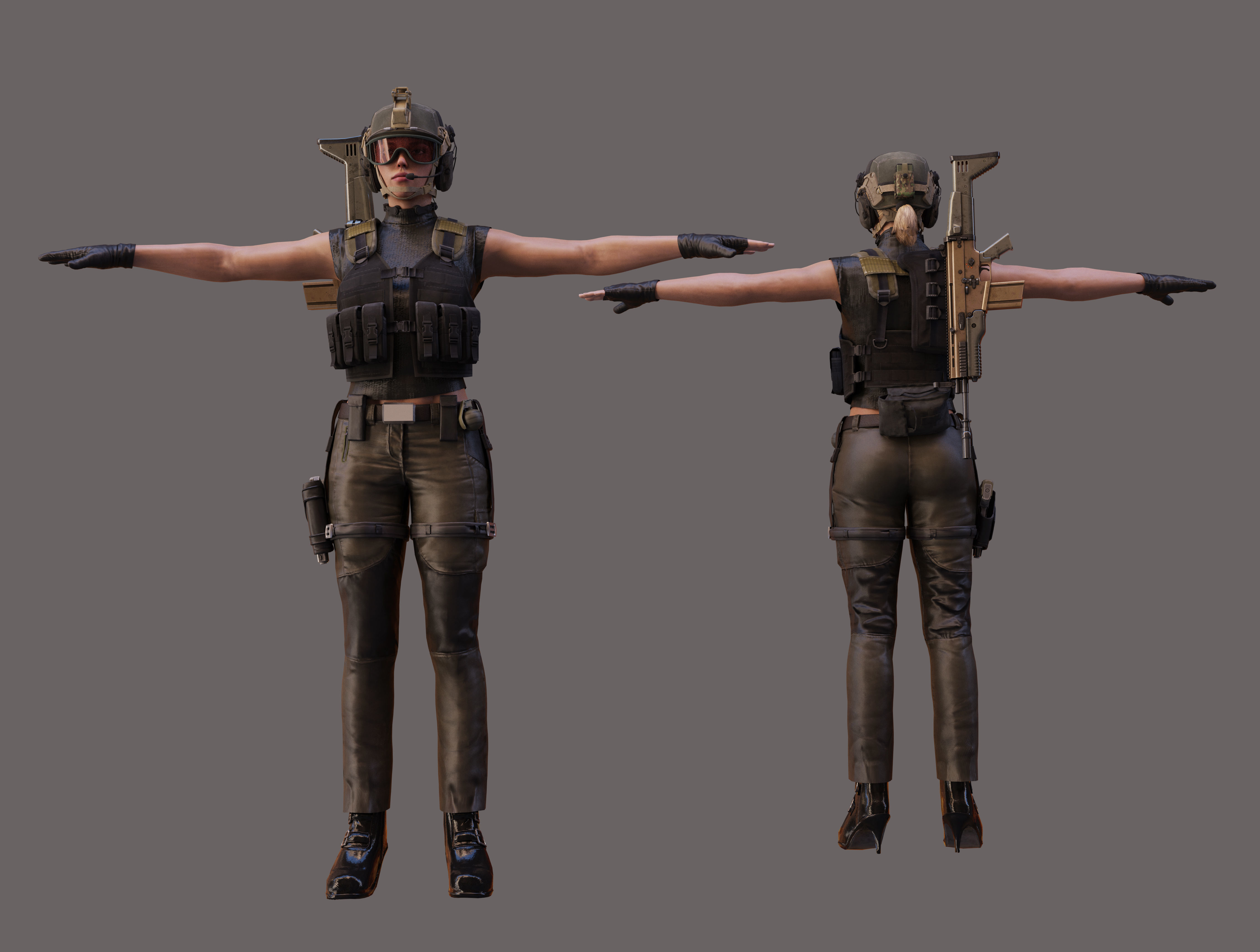 Special Force Girl Base Model free 3D model rigged | CGTrader