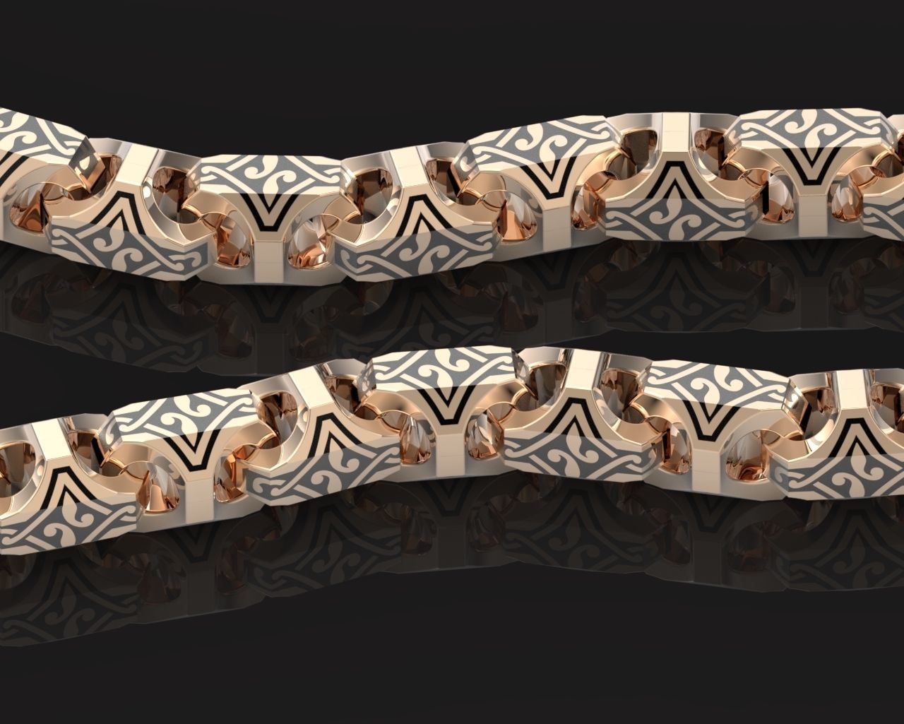 enamel link chain bracelet male female 3D model 3D printable | CGTrader