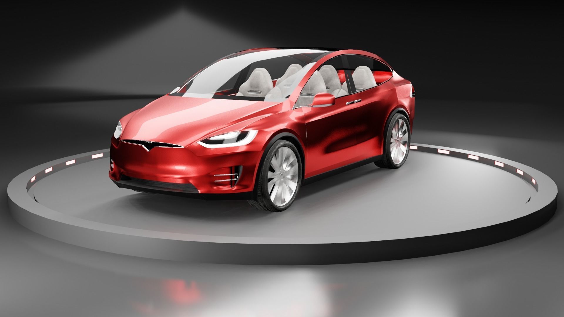 Tesla Model X 2019 Red Car 3D model | CGTrader