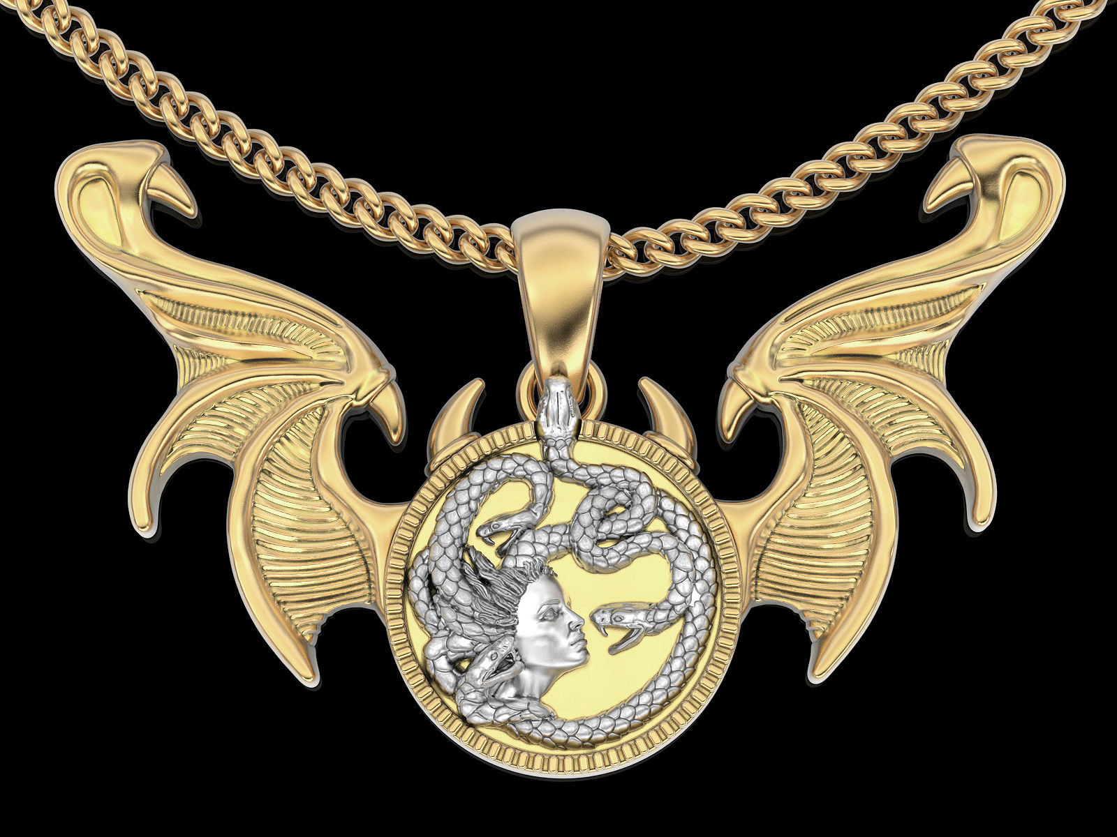 Fantasy Medusa wings silver gold printable jewelry 3D model 3D model 3D ...