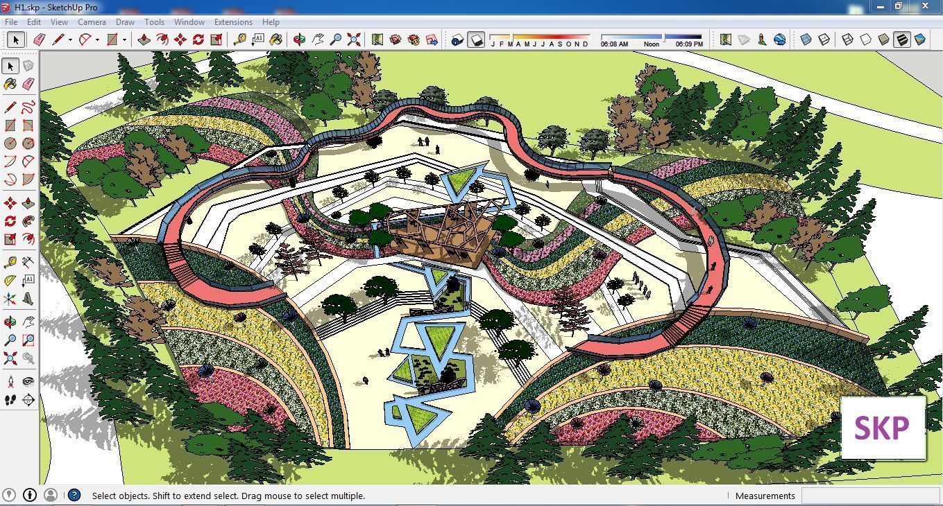 Sketchup Landscape Park H1 3D model | CGTrader