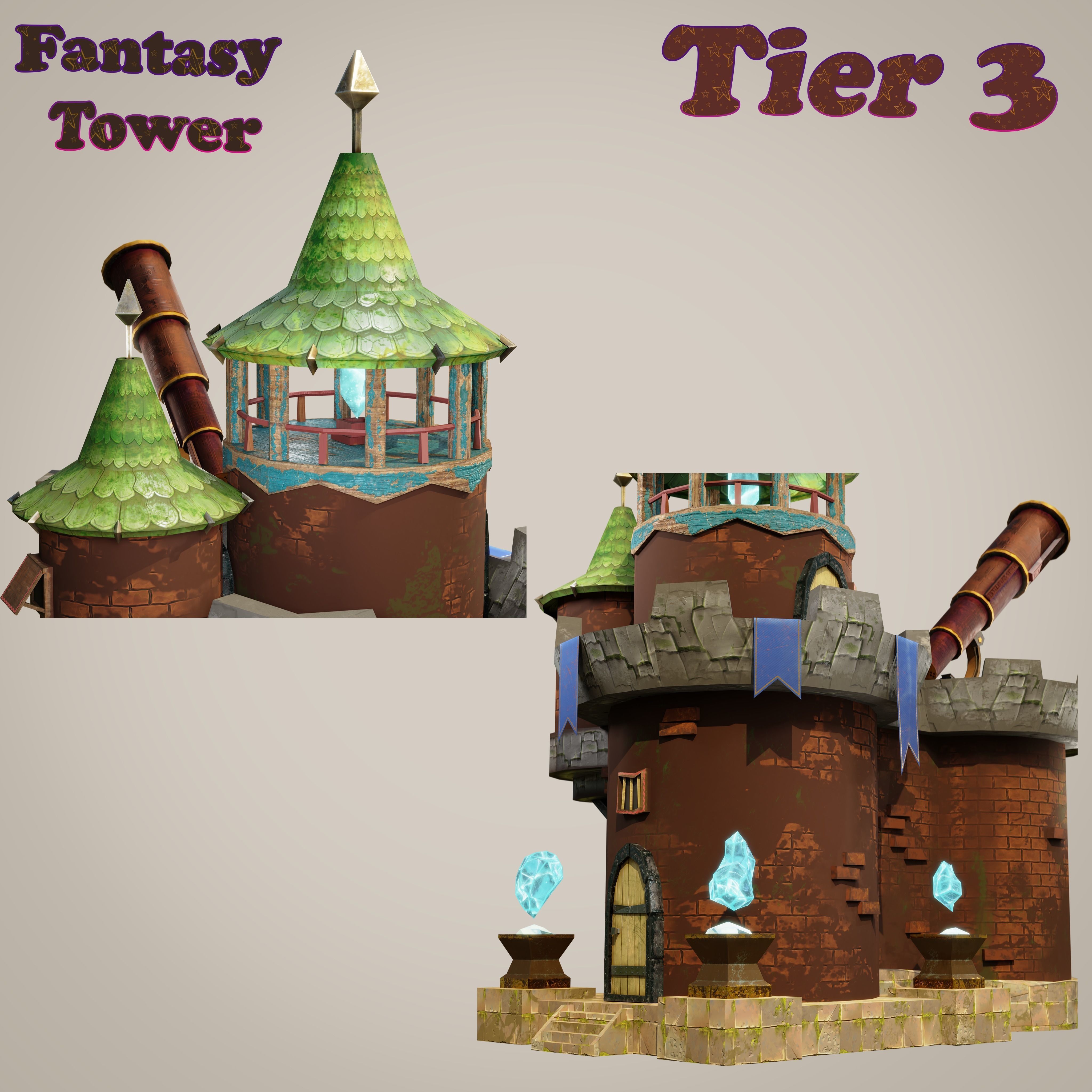 3D model Low-poly Fantasy Towers VR / AR / low-poly | CGTrader