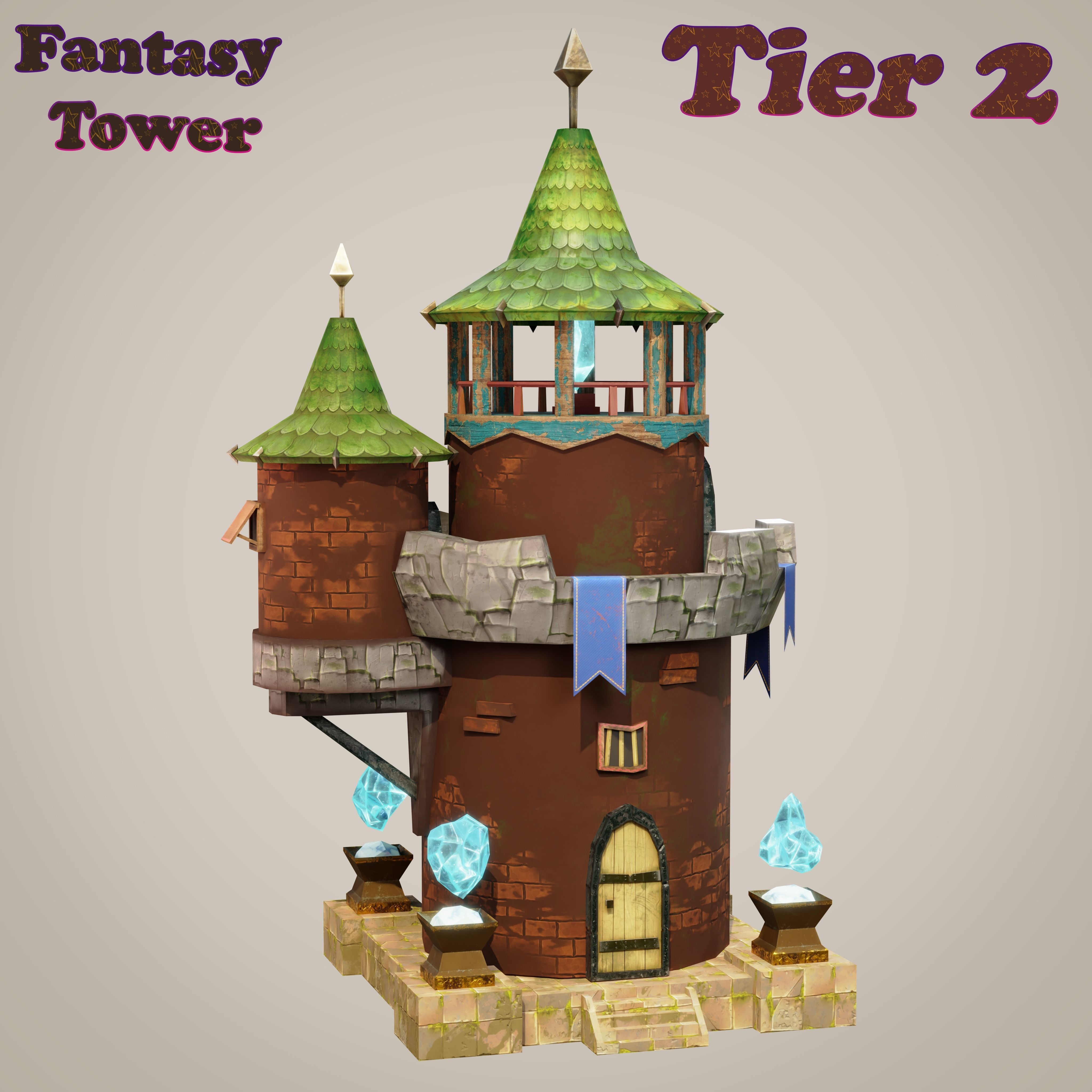 3D model Low-poly Fantasy Towers VR / AR / low-poly | CGTrader