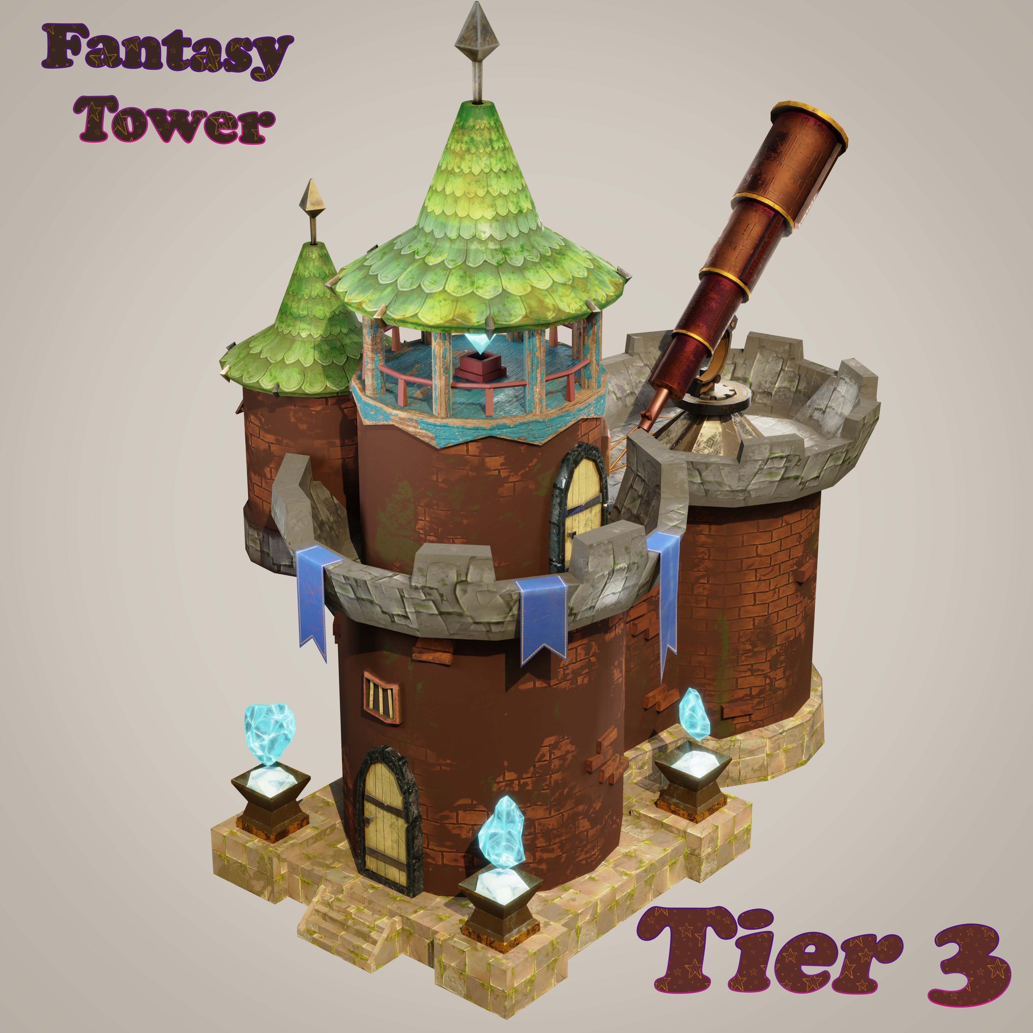 3D model Low-poly Fantasy Towers VR / AR / low-poly | CGTrader