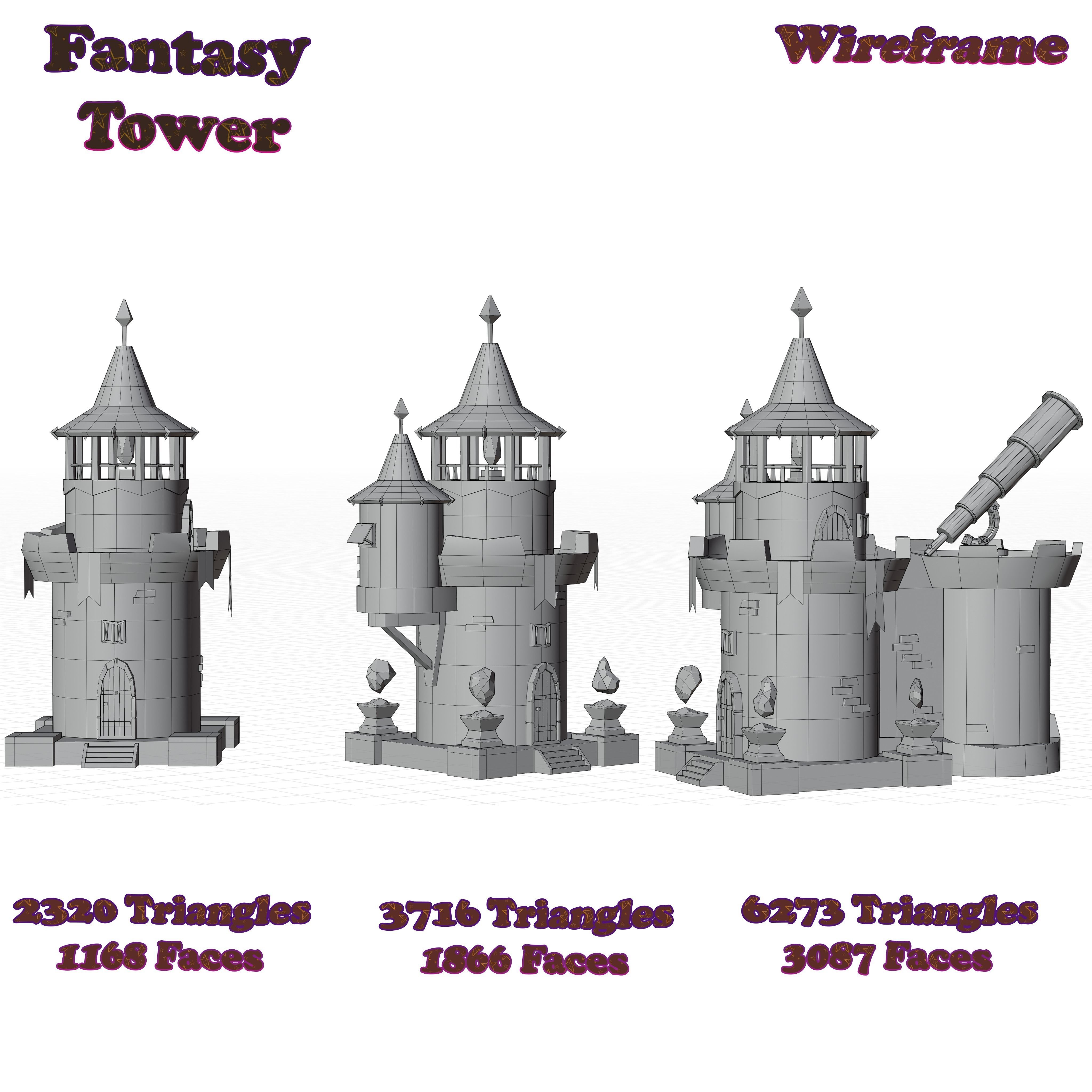 3D model Low-poly Fantasy Towers VR / AR / low-poly | CGTrader