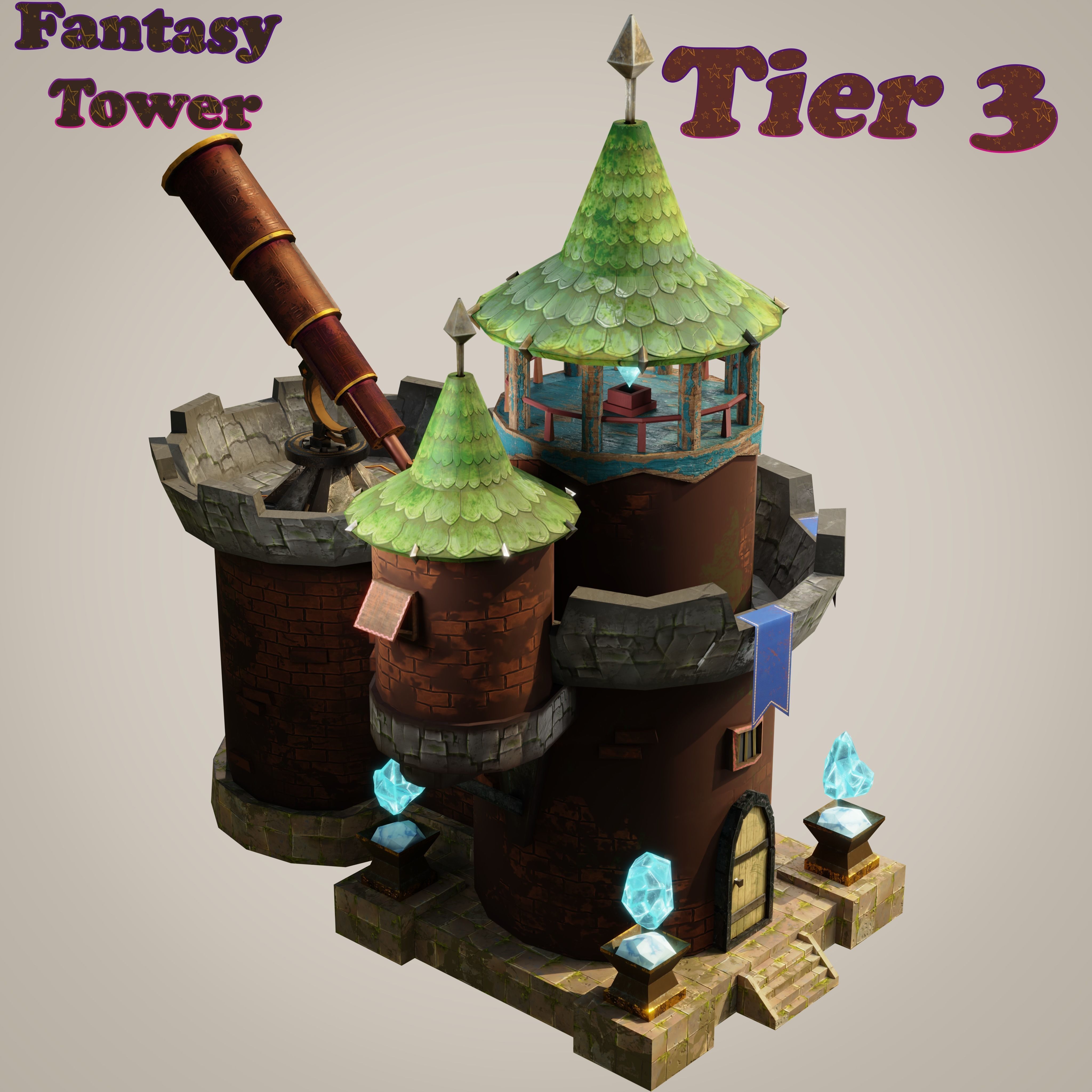 3D model Low-poly Fantasy Towers VR / AR / low-poly | CGTrader