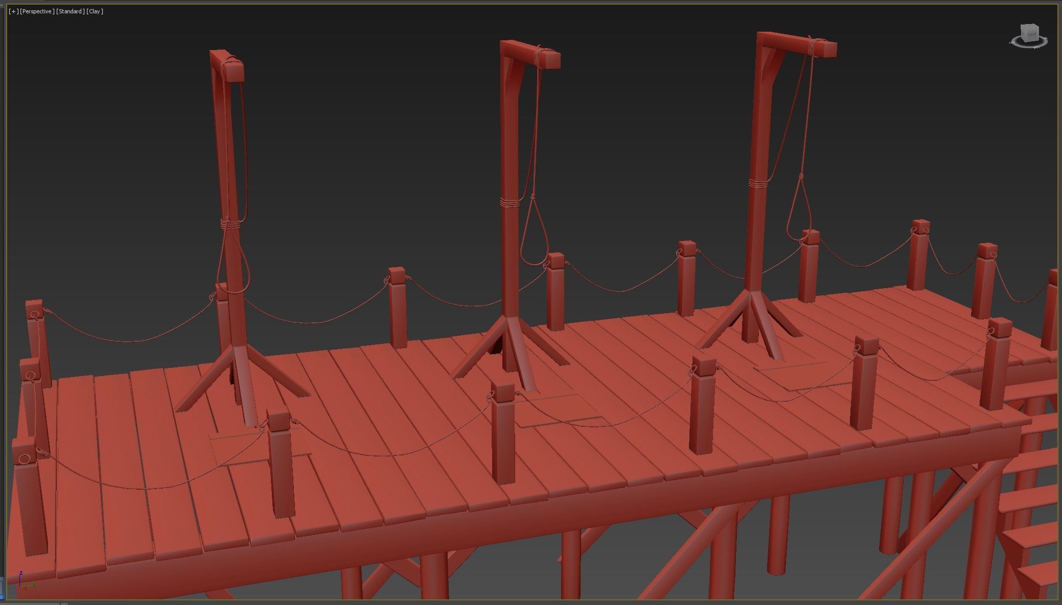 3D model Medieval Triple Gallows VR / AR / low-poly | CGTrader