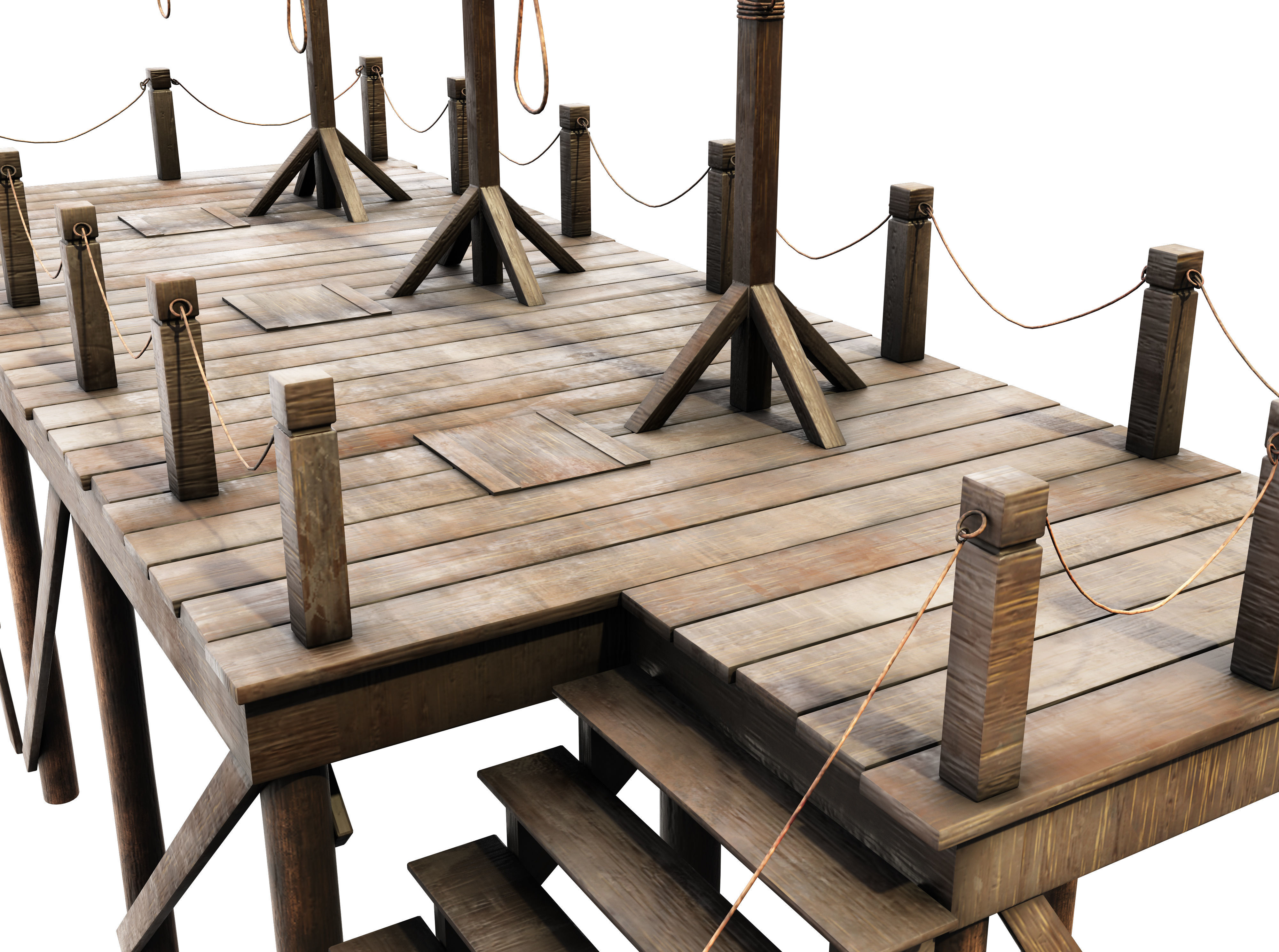 3D model Medieval Triple Gallows VR / AR / low-poly | CGTrader