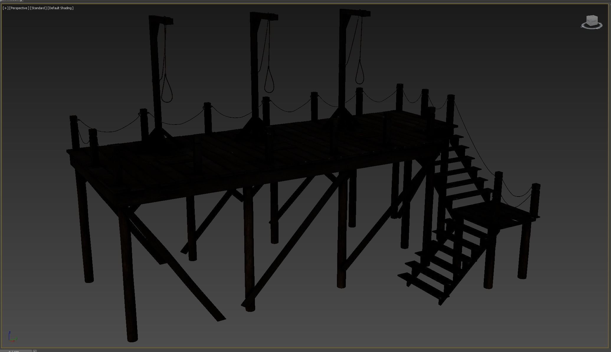 3D model Medieval Triple Gallows VR / AR / low-poly | CGTrader