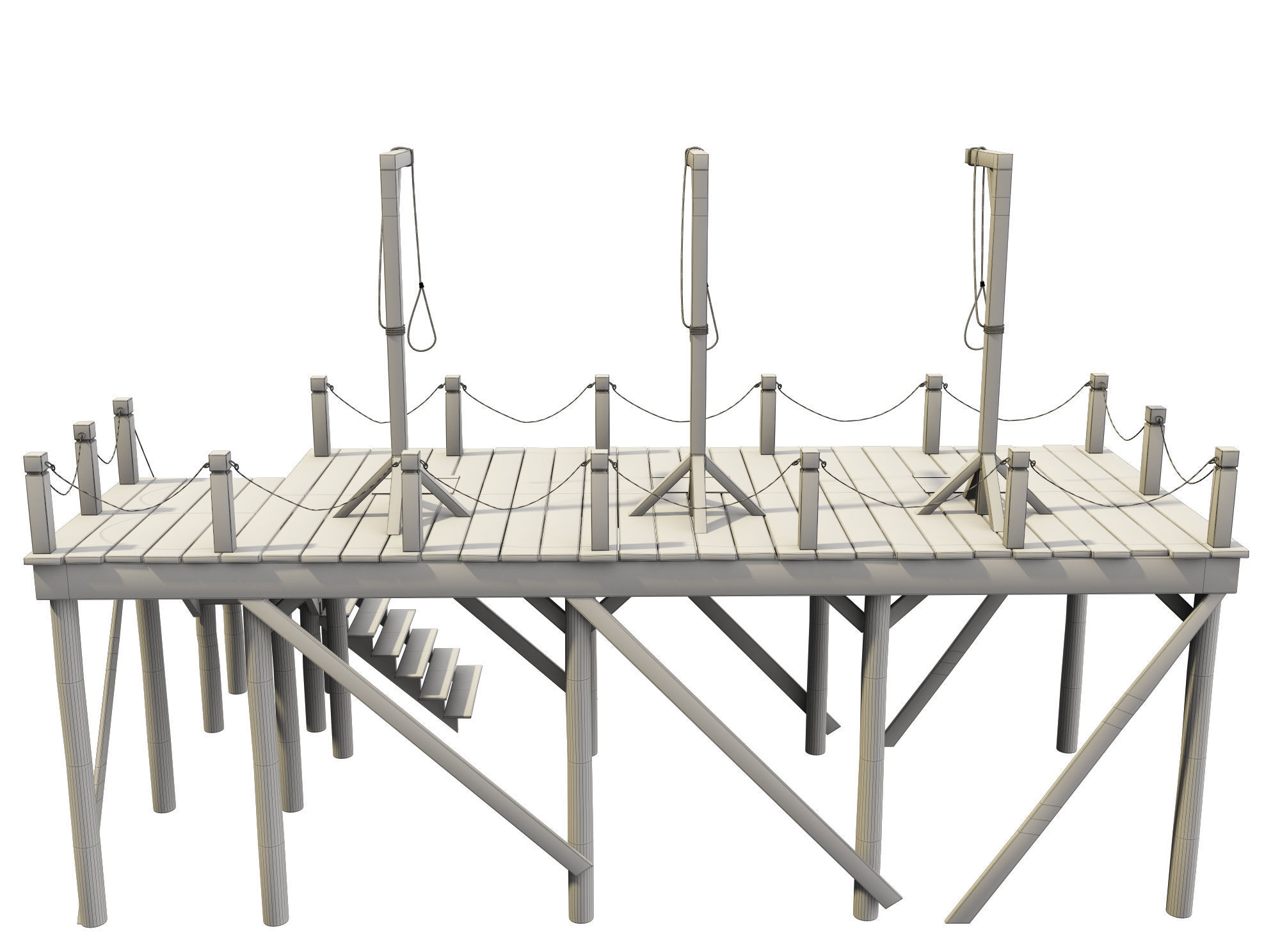 3D model Medieval Triple Gallows VR / AR / low-poly | CGTrader