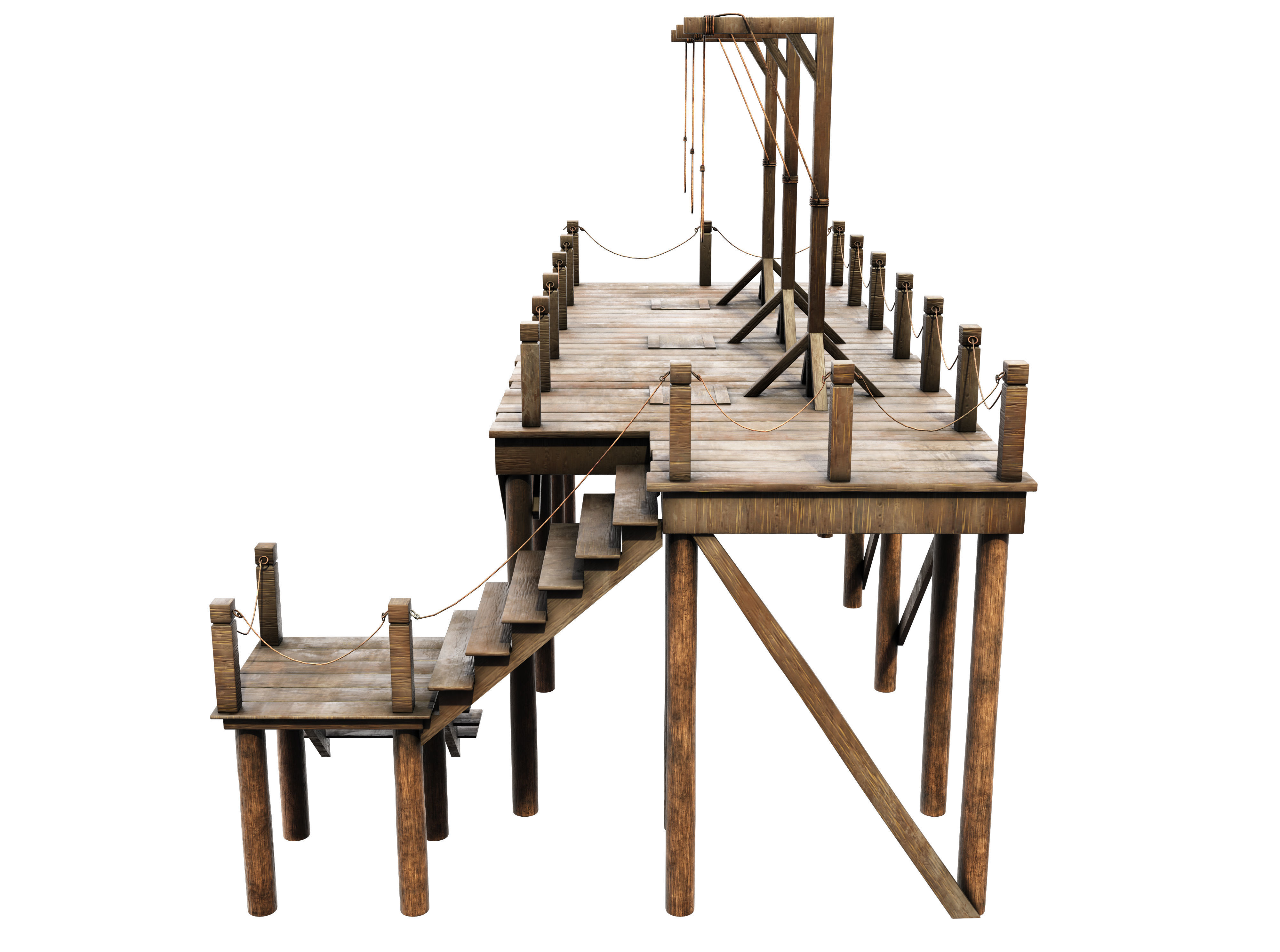 3D model Medieval Triple Gallows VR / AR / low-poly | CGTrader