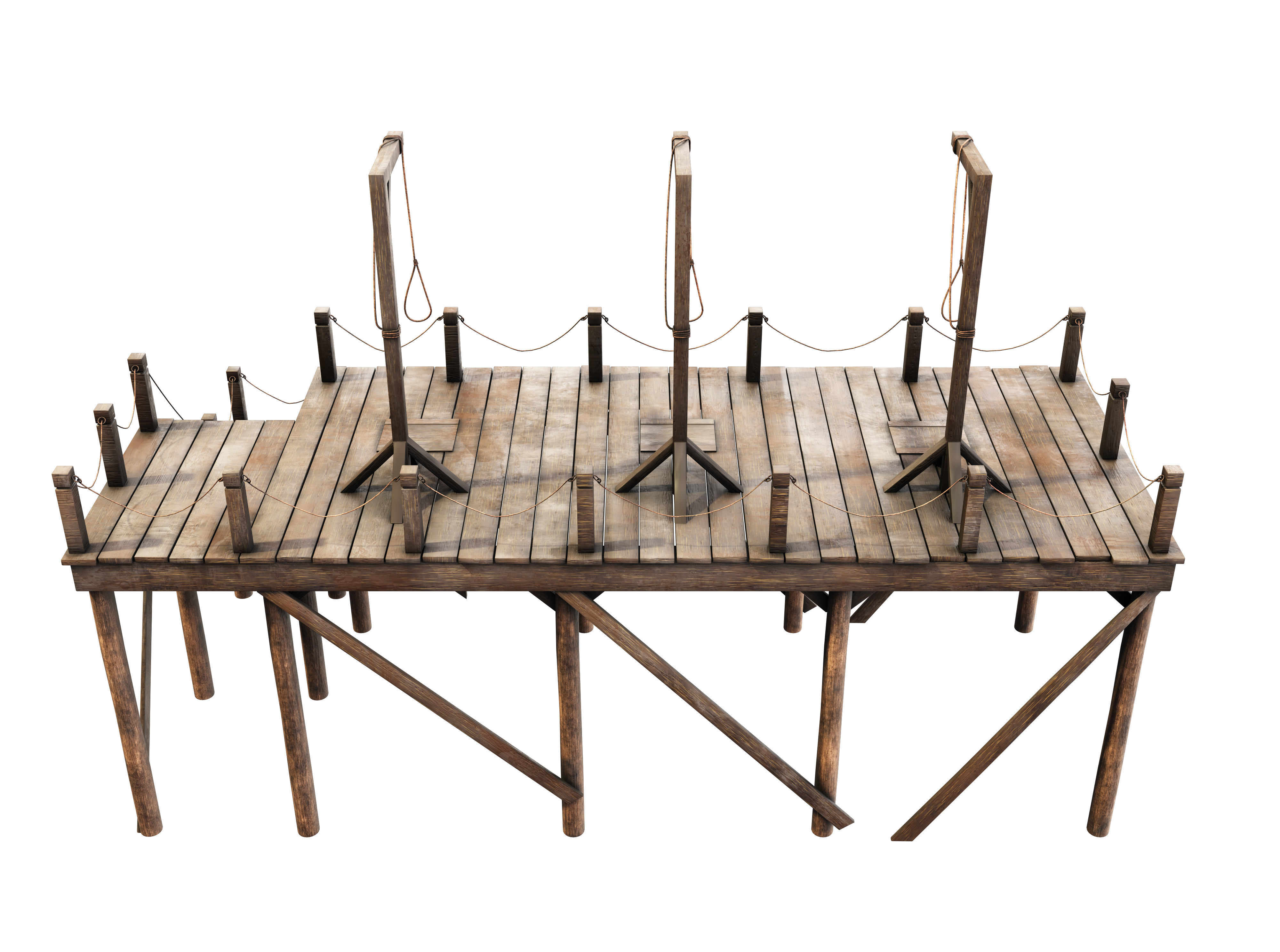 3D model Medieval Triple Gallows VR / AR / low-poly | CGTrader