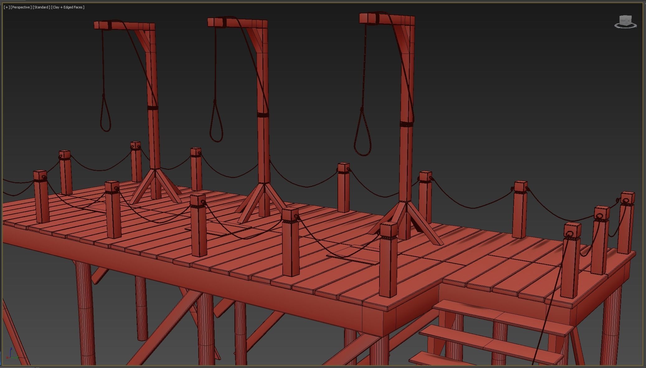 3D model Medieval Triple Gallows VR / AR / low-poly | CGTrader