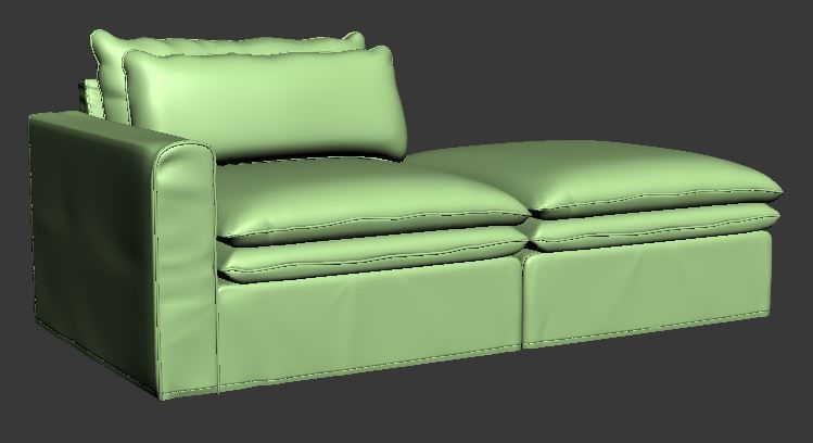 3D model sofa without backrest and side arnrest VR / AR / low-poly ...