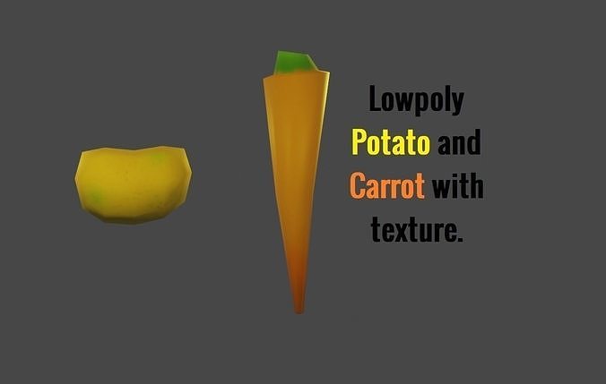 3D model Low Poly Potato and Carrot model With texture VR / AR / low ...