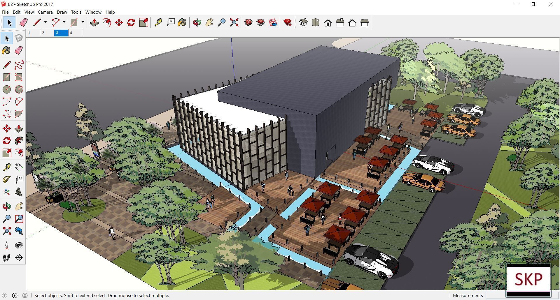 Sketchup Resturant building B2 3D model | CGTrader