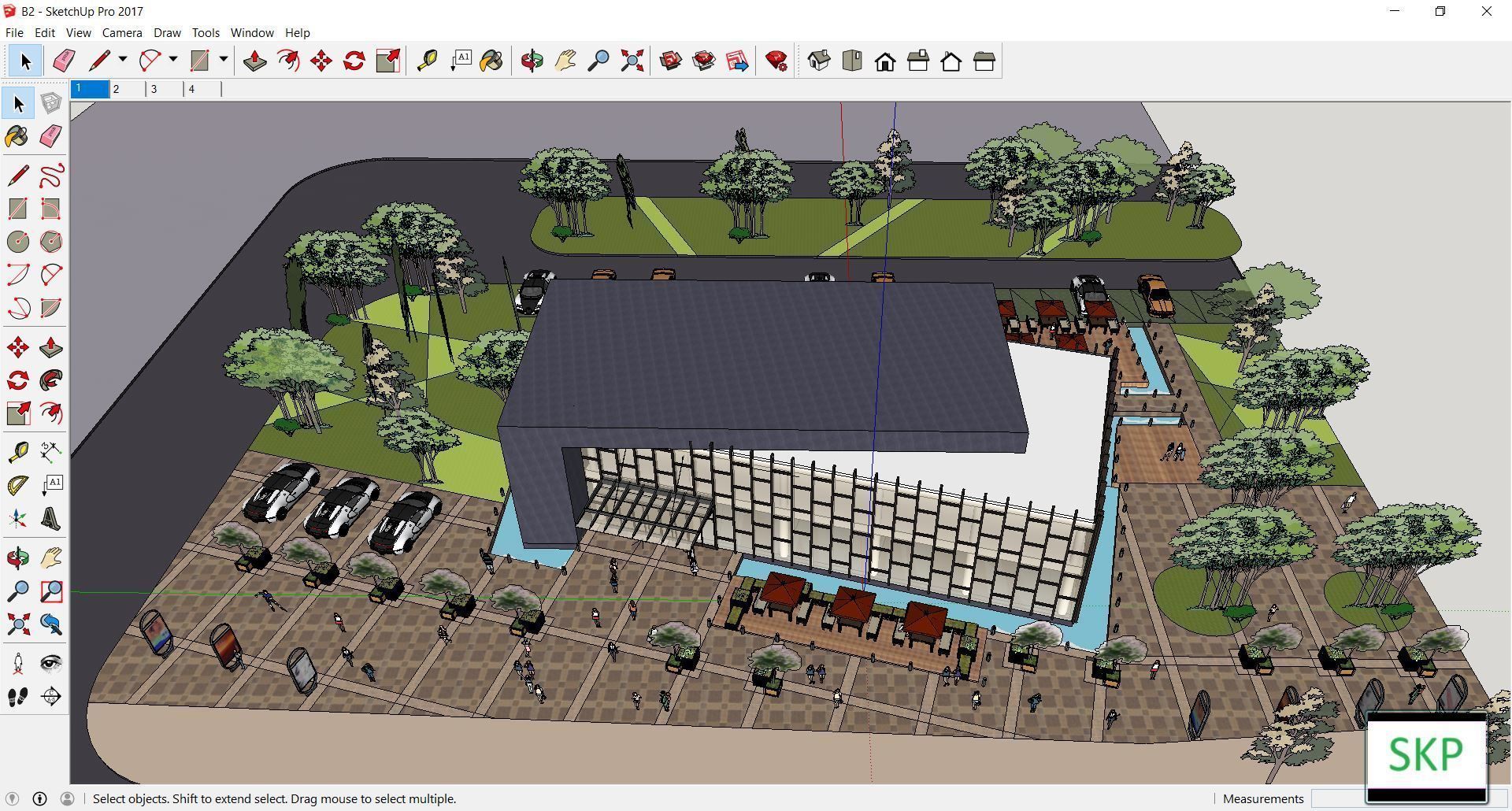 Sketchup Resturant building B2 3D model | CGTrader