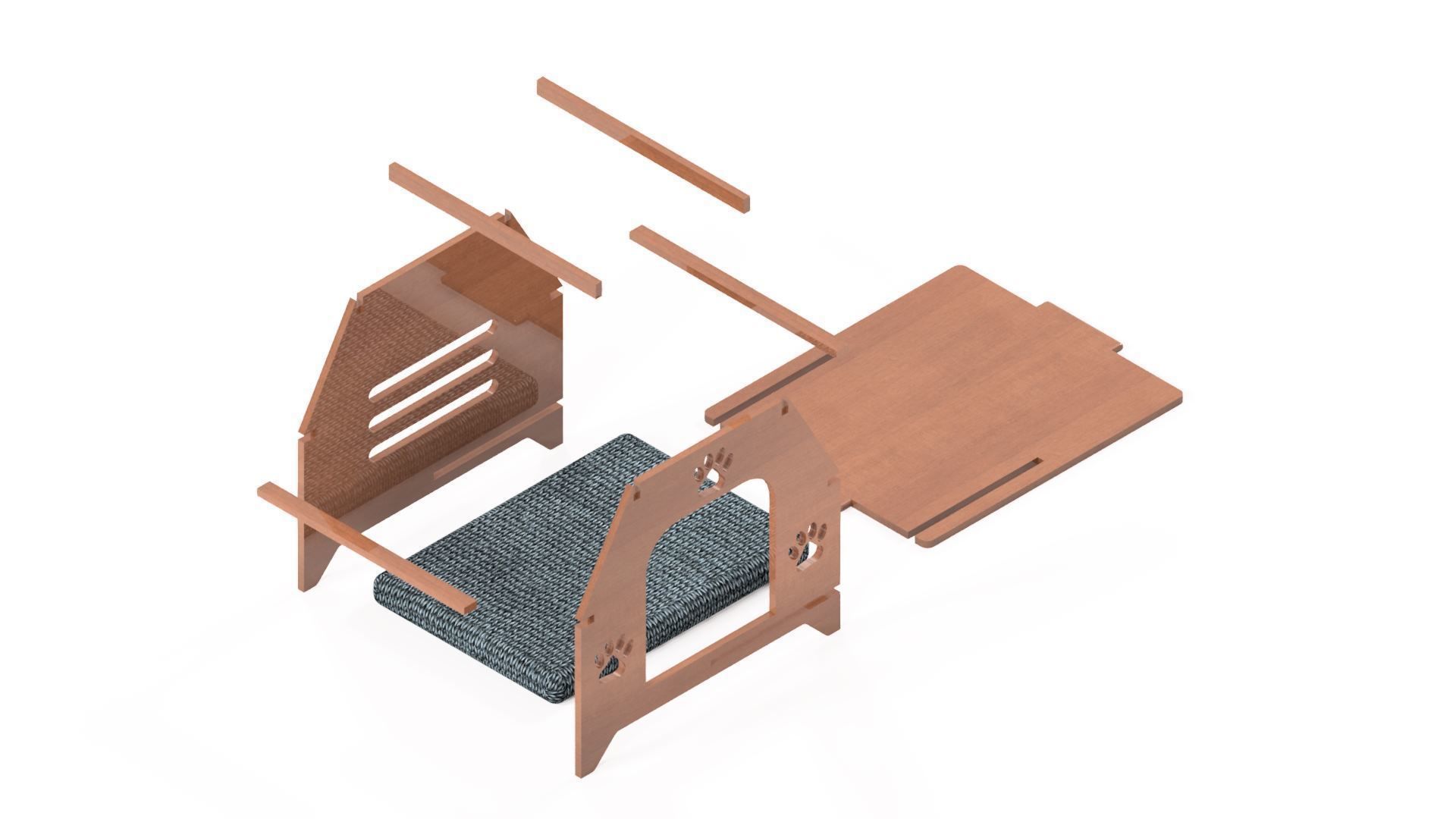 Wooden cat house 3D model | CGTrader