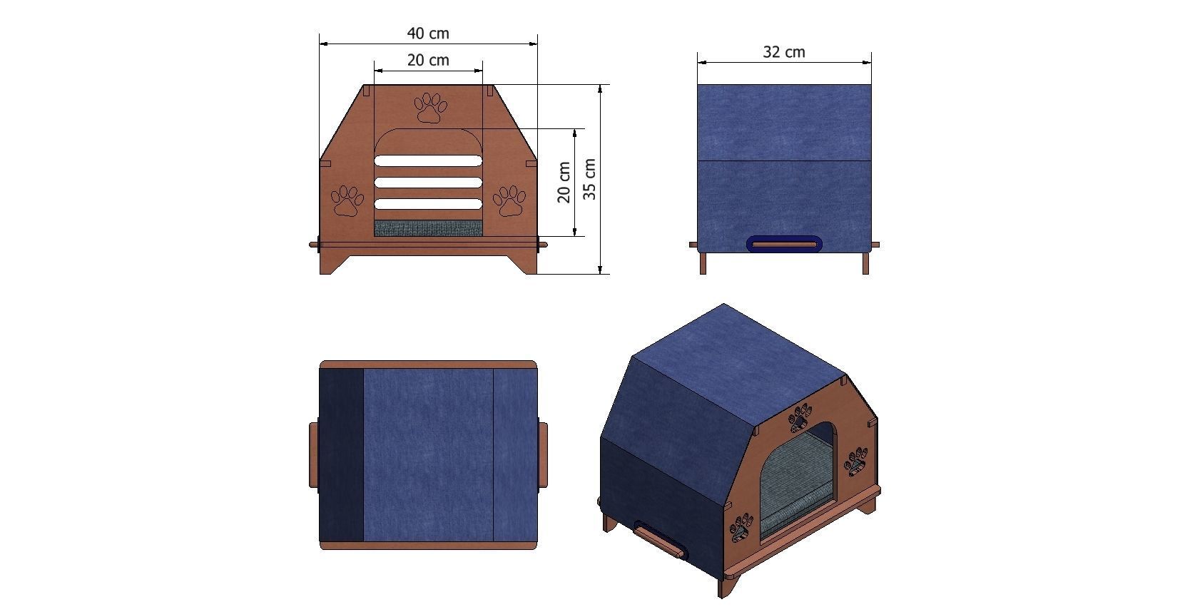 Wooden cat house 3D model | CGTrader