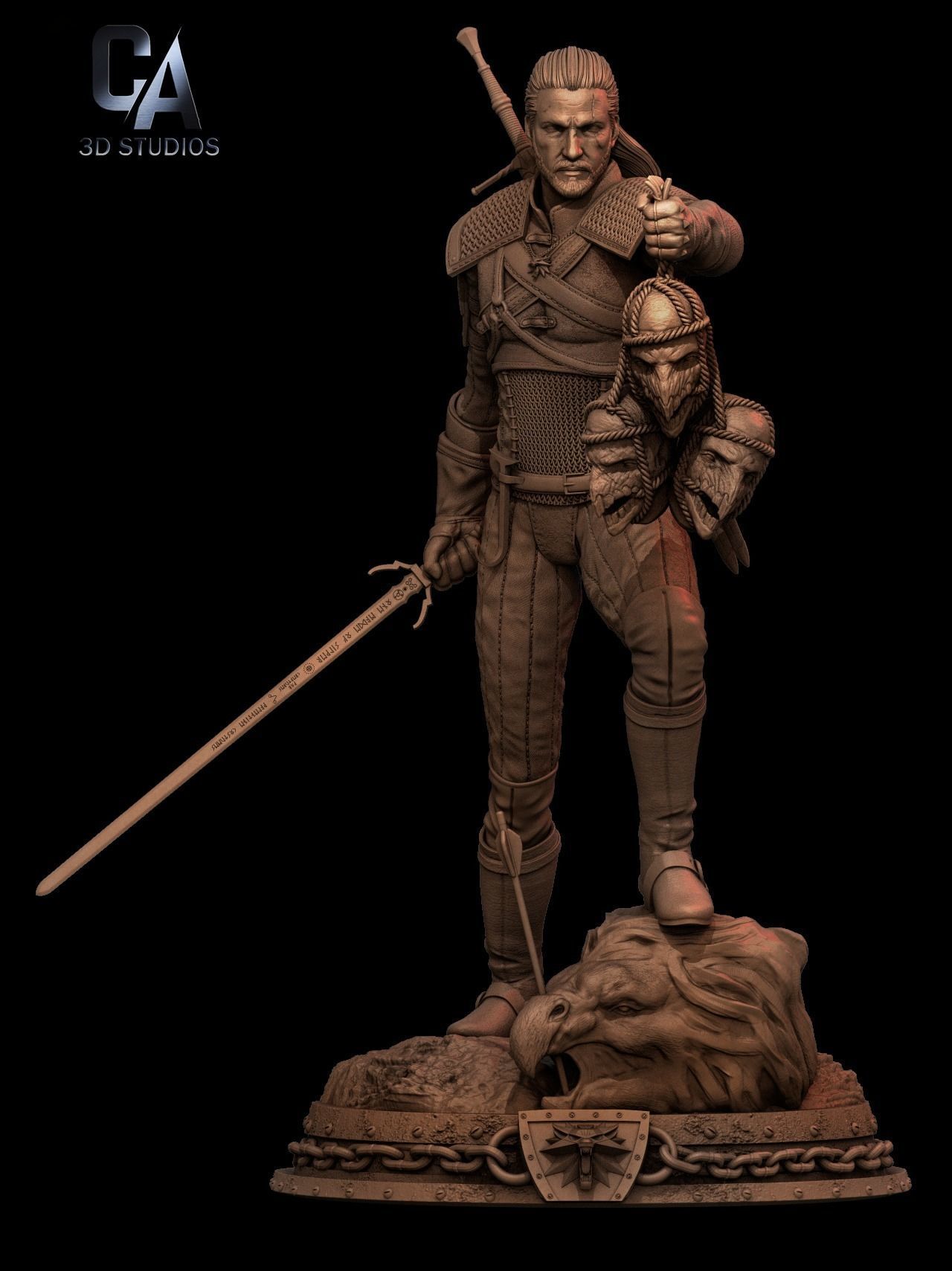 Geralt 3D Print witcher statue 3D model 3D printable | CGTrader