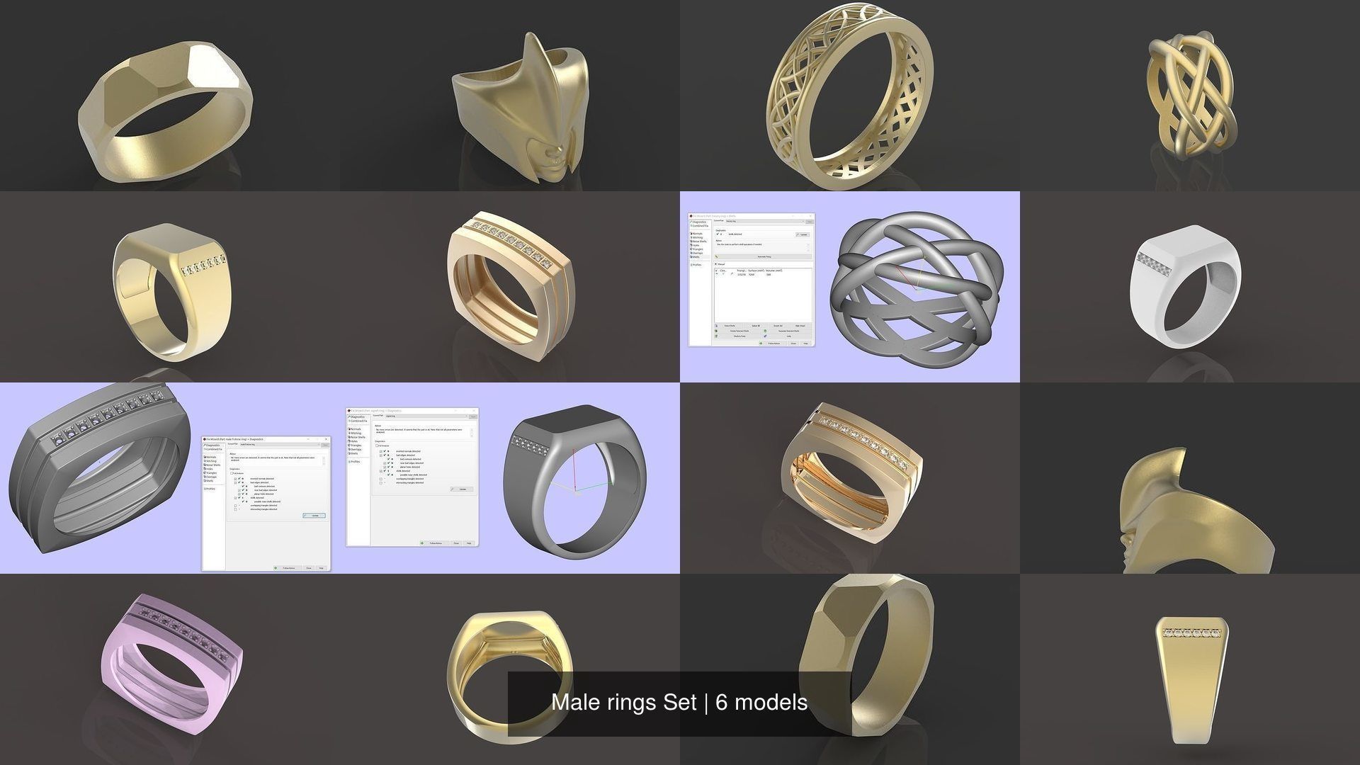 Male rings Set 3D Model Collection | CGTrader
