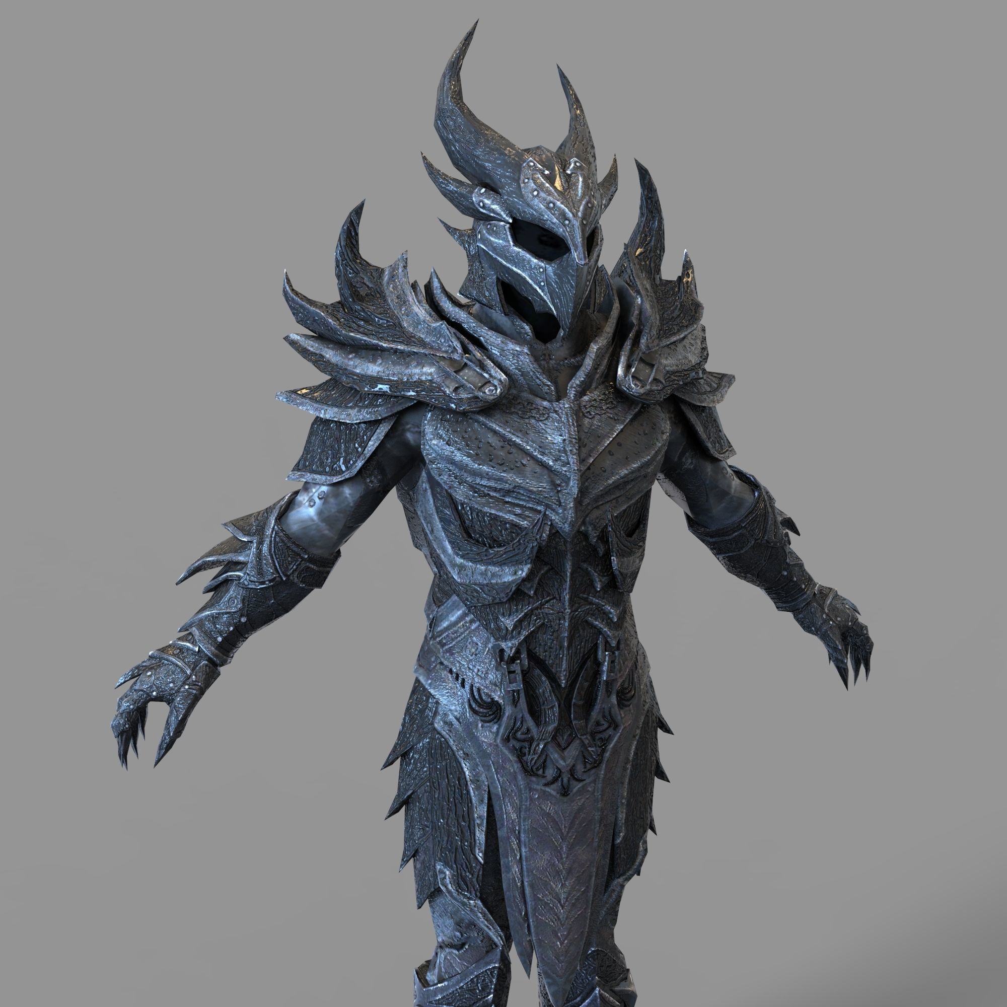 Skyrim Daedric Armor Full Wearable Armor with Weapons 3D model 3D ...