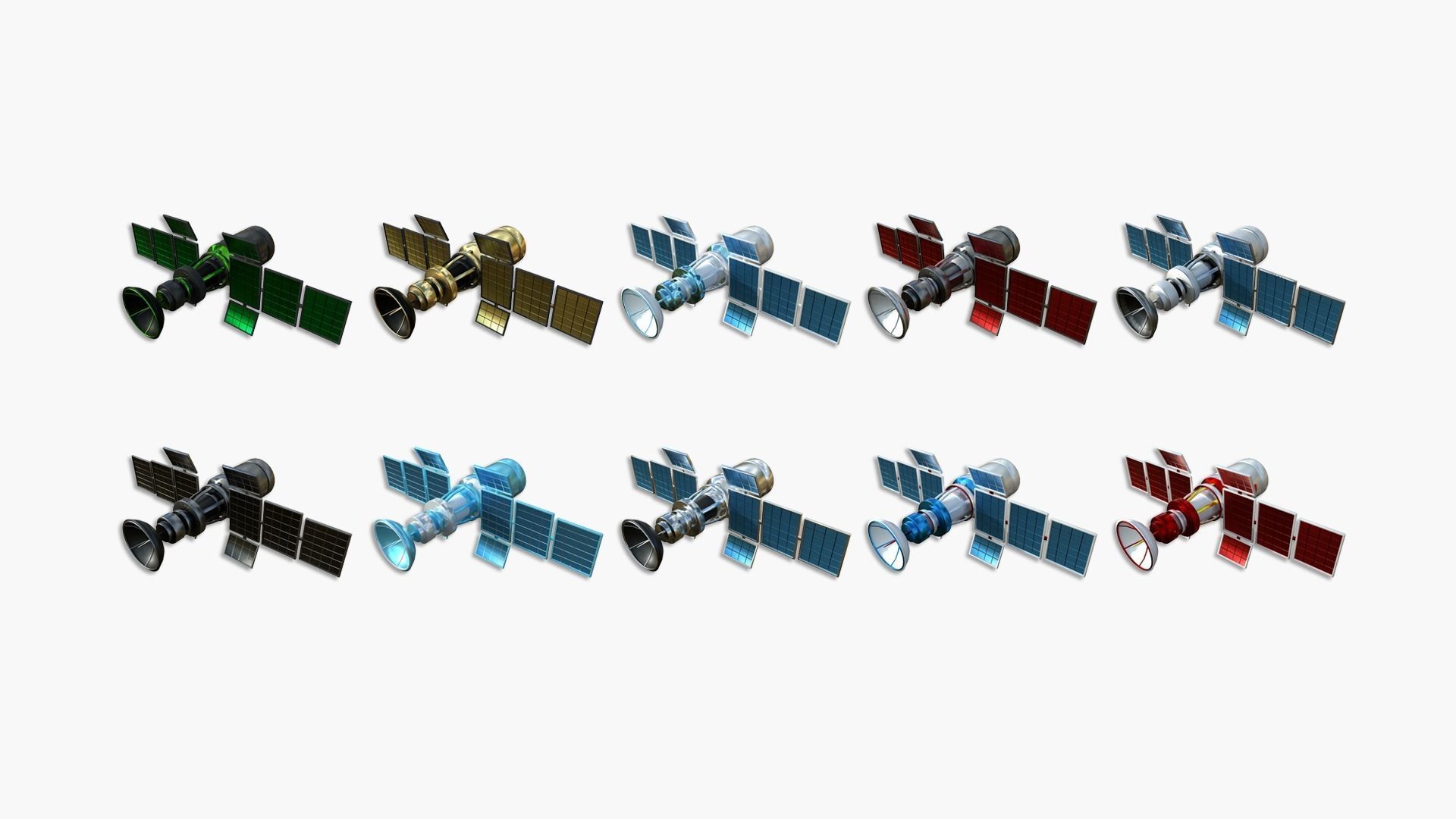 10 Satellites Colors Textures A Collection - SciFi Space Design VR / AR ...