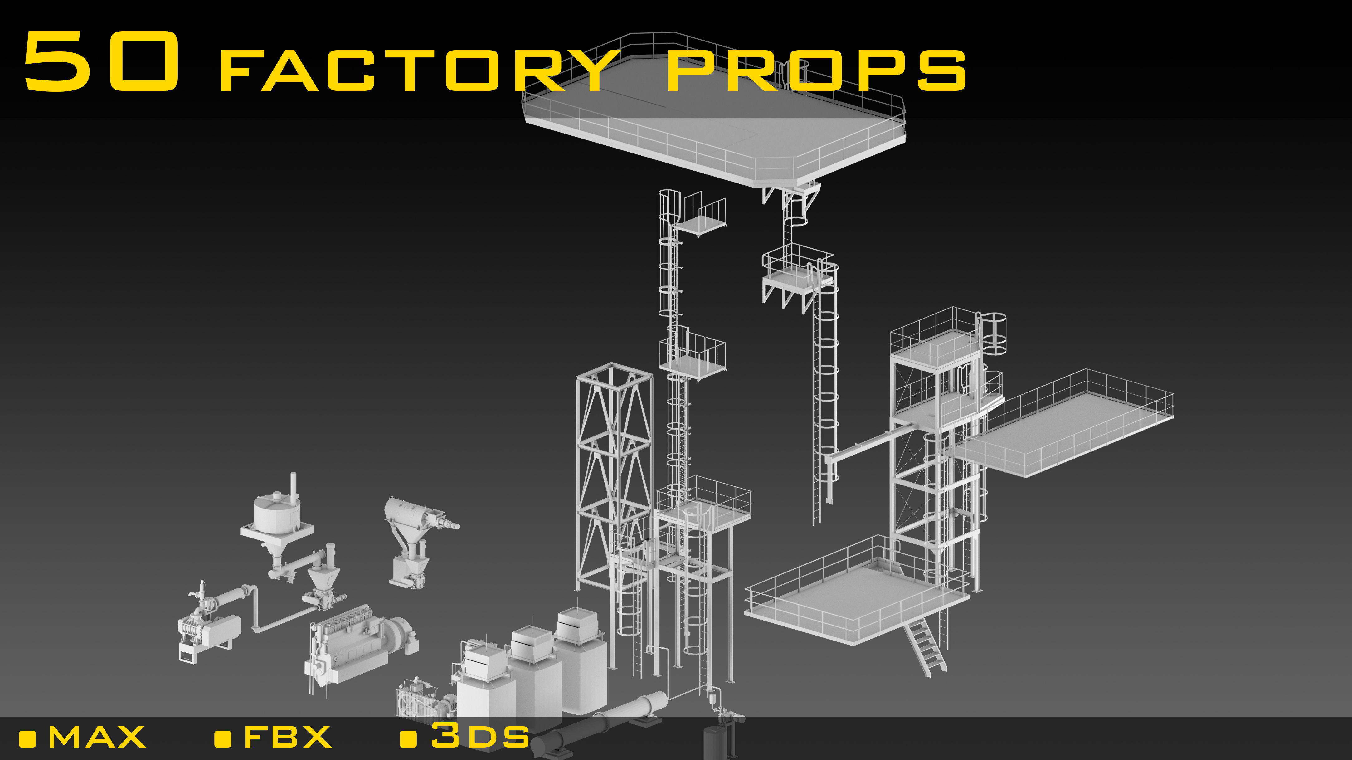 3D model 50- Factory props 3d models- Vol 01 VR / AR / low-poly | CGTrader