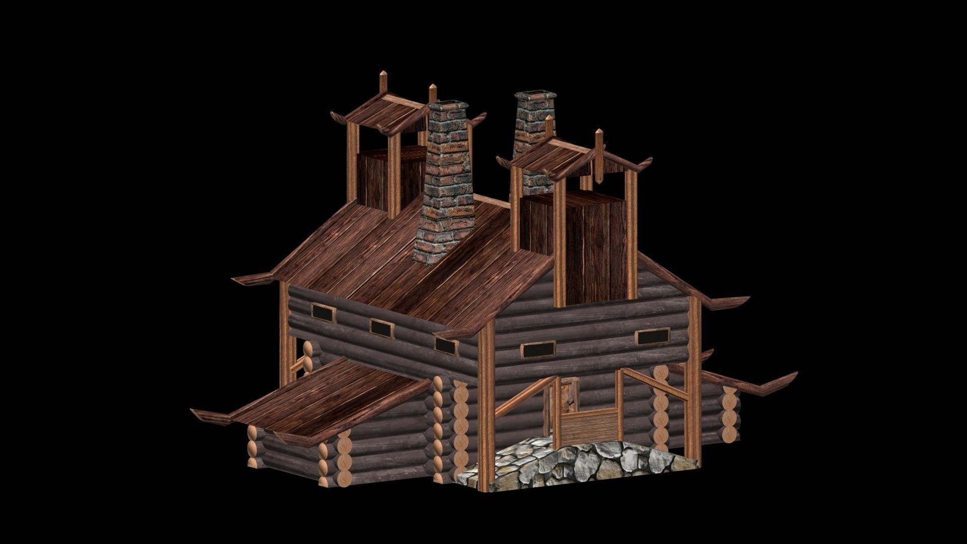3D model Wooden low-poly houses collection VR / AR / low-poly | CGTrader