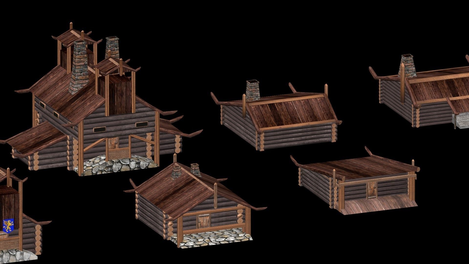3D model Wooden low-poly houses collection VR / AR / low-poly | CGTrader
