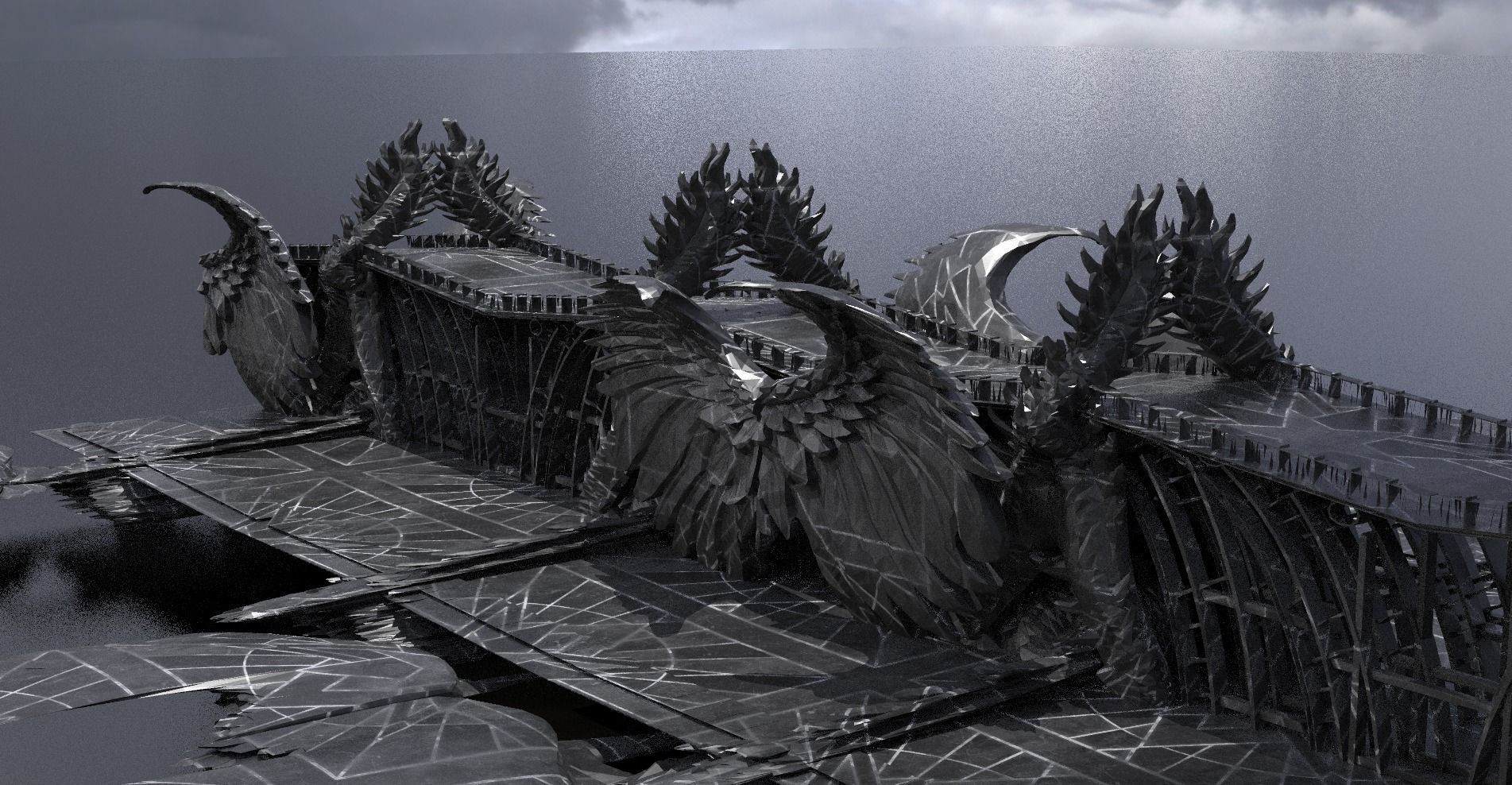 Drake Dragon Temple bridge 3D model | CGTrader