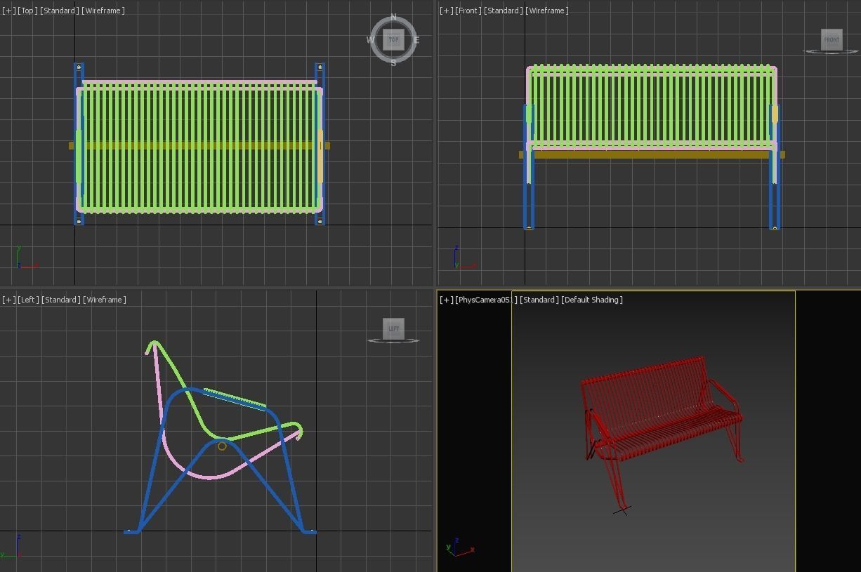 OUTDOOR ROD BENCH 3D model | CGTrader