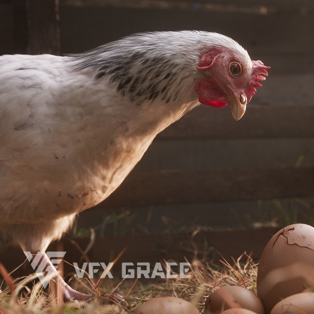 White Hen Animated VFX Grace 3D model animated rigged | CGTrader