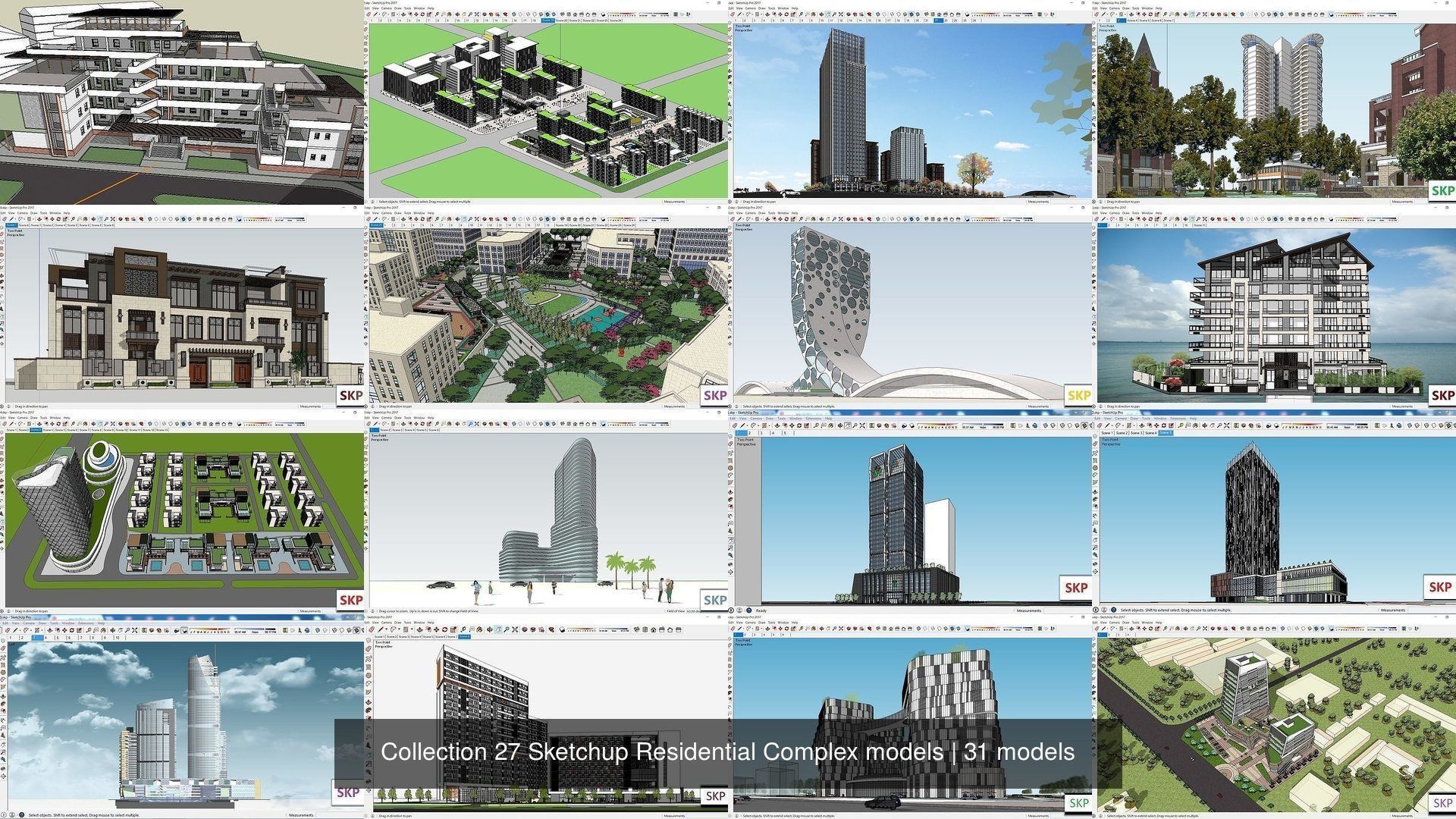 Collection 27 Sketchup Residential Complex models | CGTrader